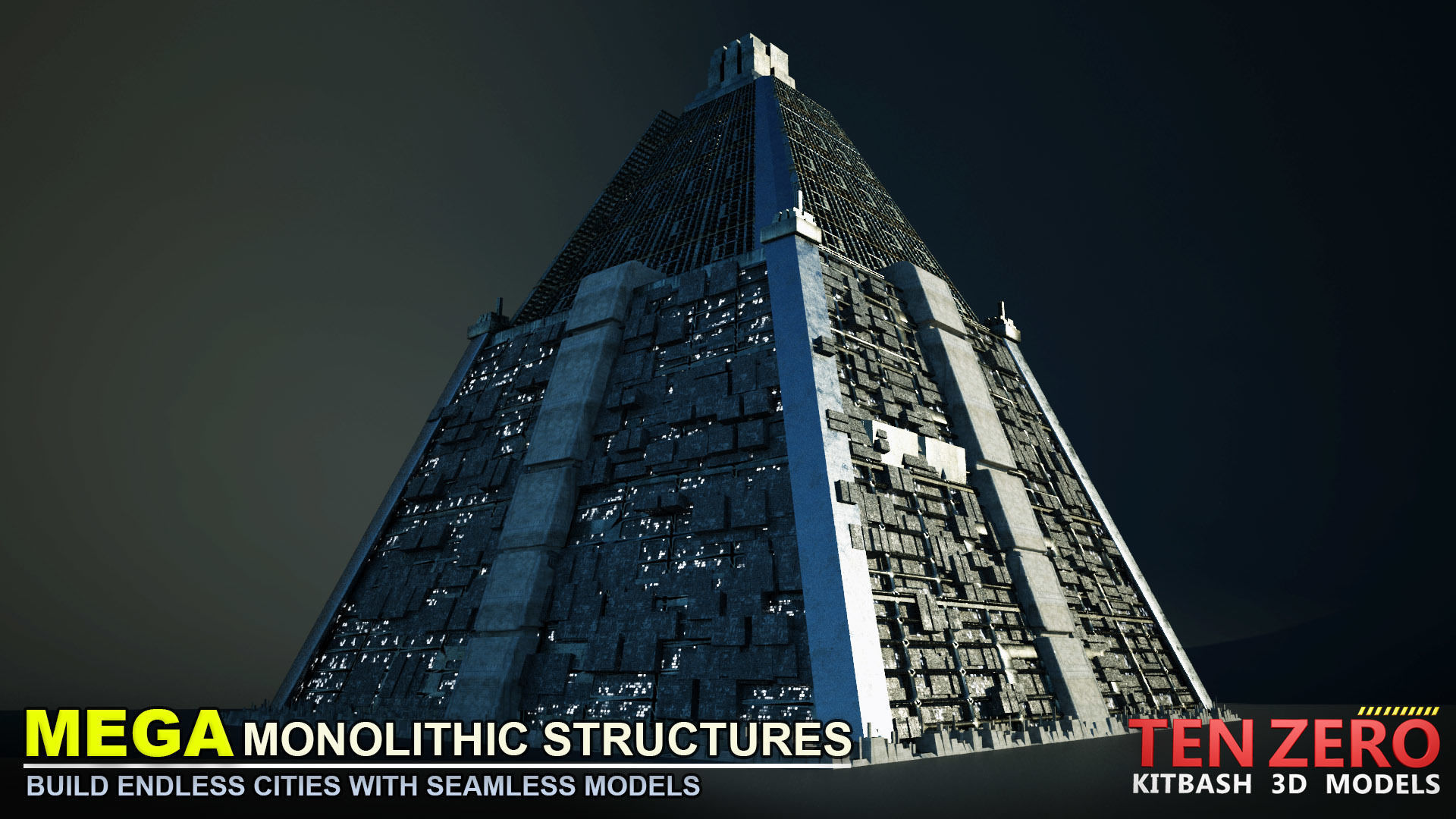MEGA MONOLITHIC STRUCTURES SCI-FI KITBASH 3D model | CGTrader