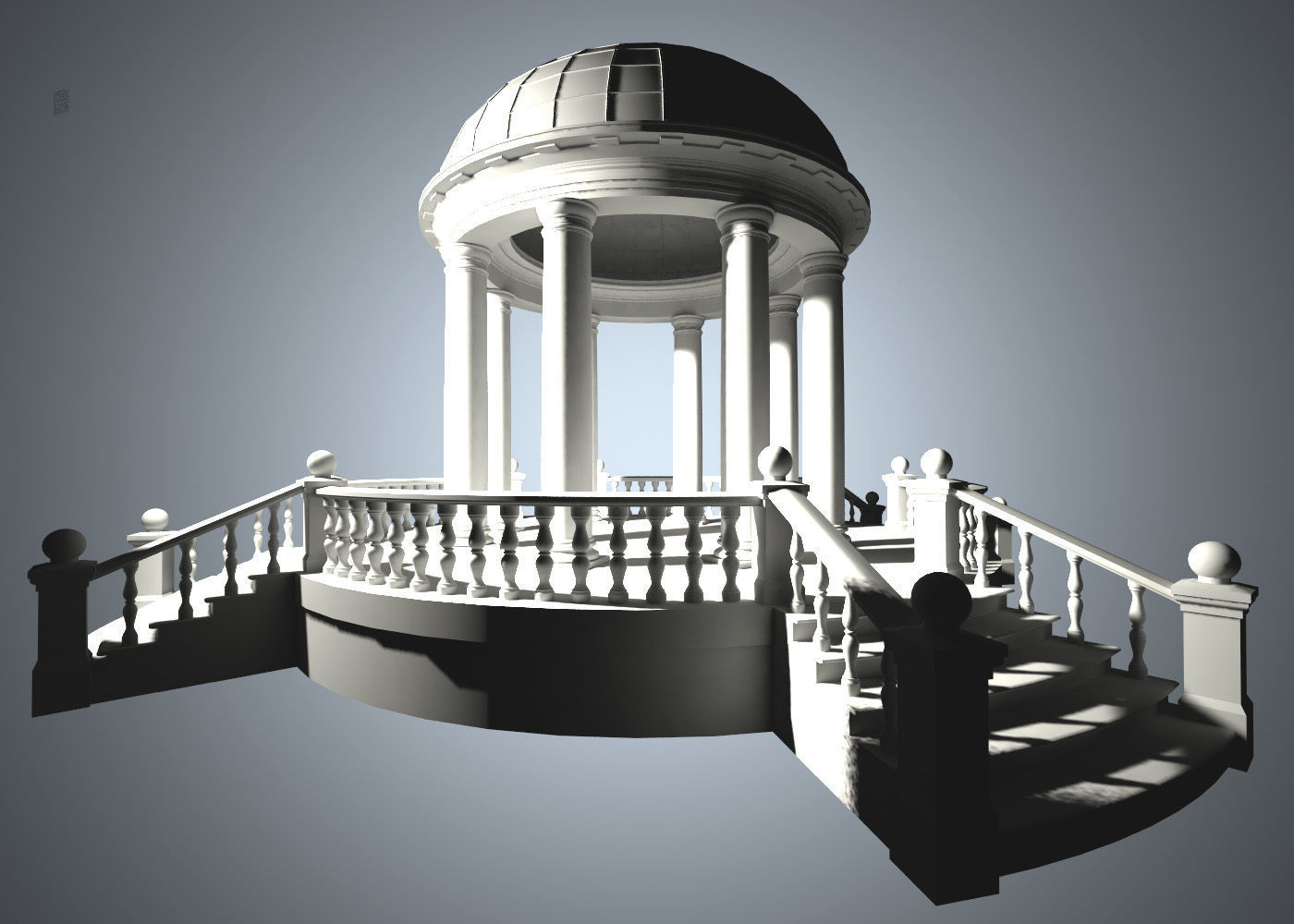3D model Rotunda with four staircases VR / AR / low-poly | CGTrader