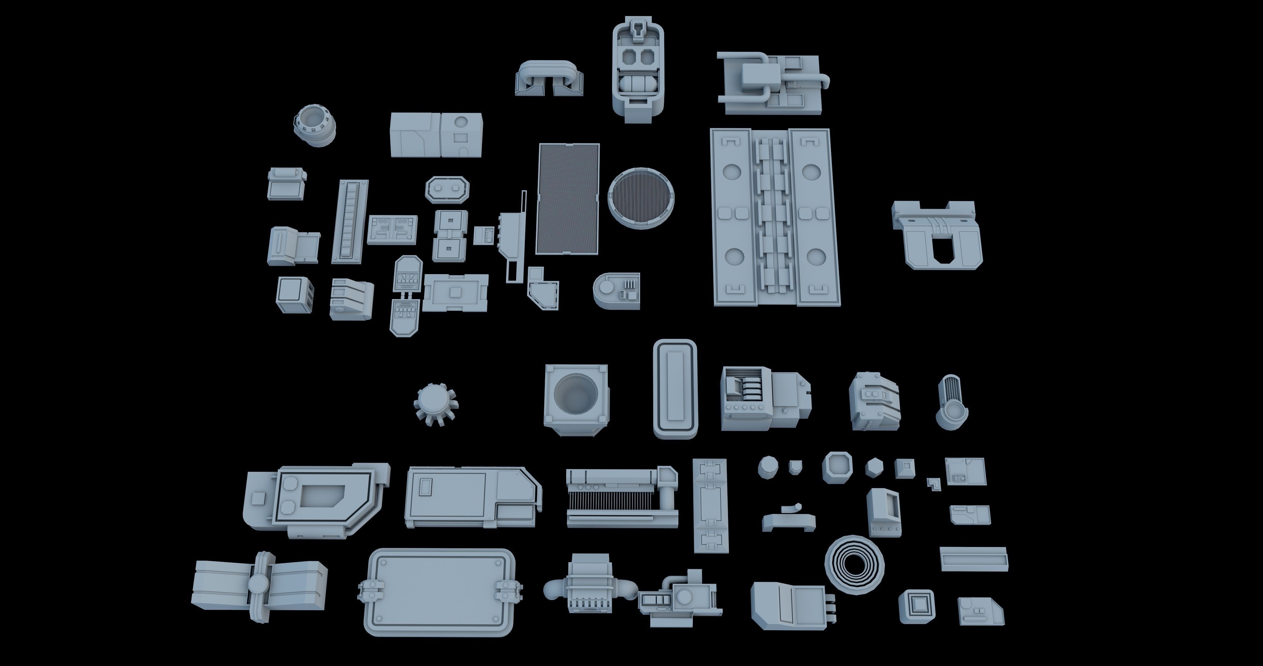 Sci-Fi Greeble Kitbash 3D model | CGTrader
