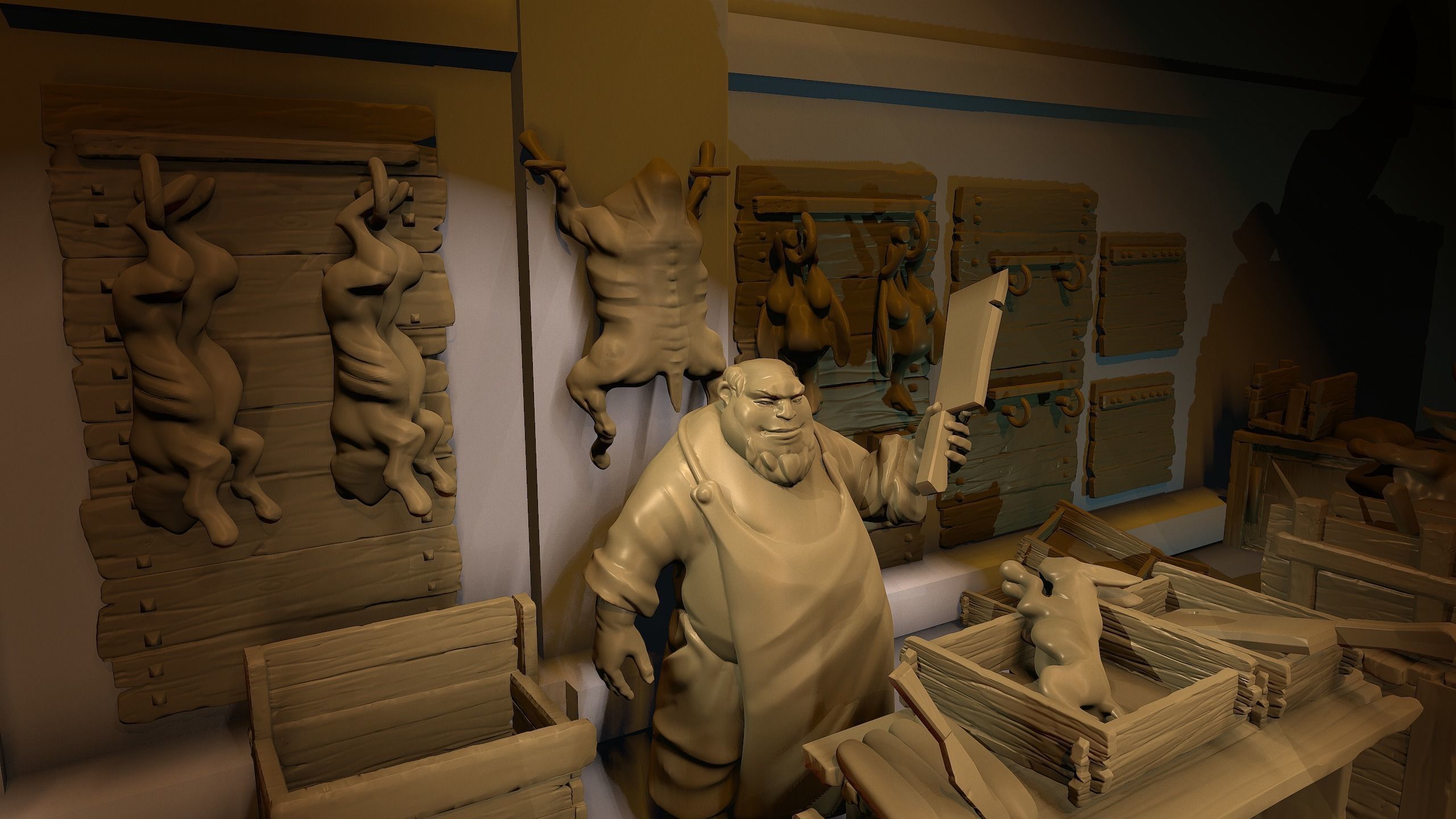 28mm Butcher and Meat 3D model 3D printable | CGTrader