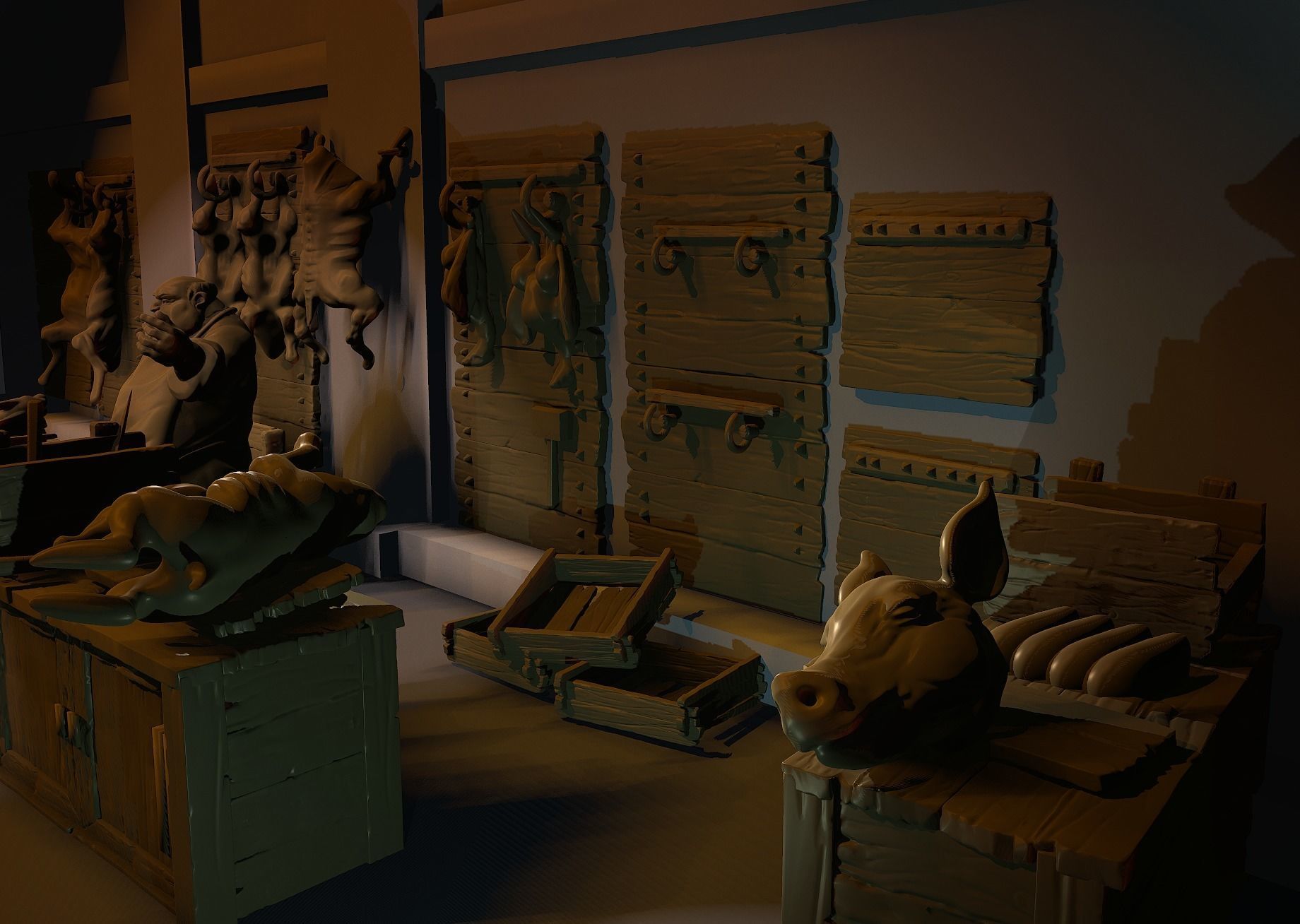 28mm Butcher and Meat 3D model 3D printable | CGTrader