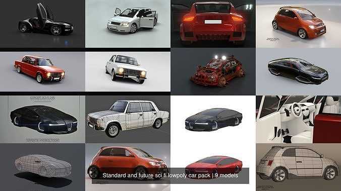 Standard and future sci fi lowpoly car pack 3D Model Collection | CGTrader