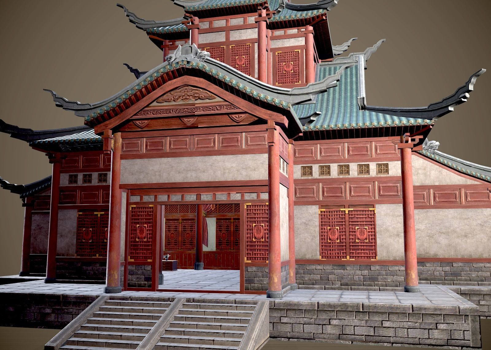 Ancient Chinese Shop Buildings with 3D asset 1
