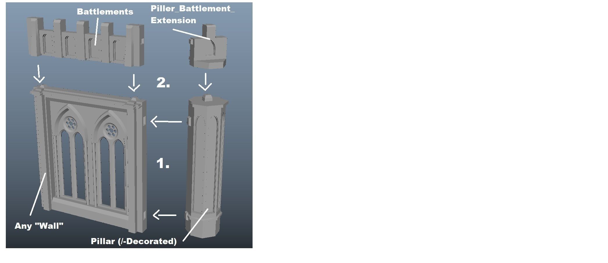 Modular gothic building -stl 3D model 3D printable | CGTrader