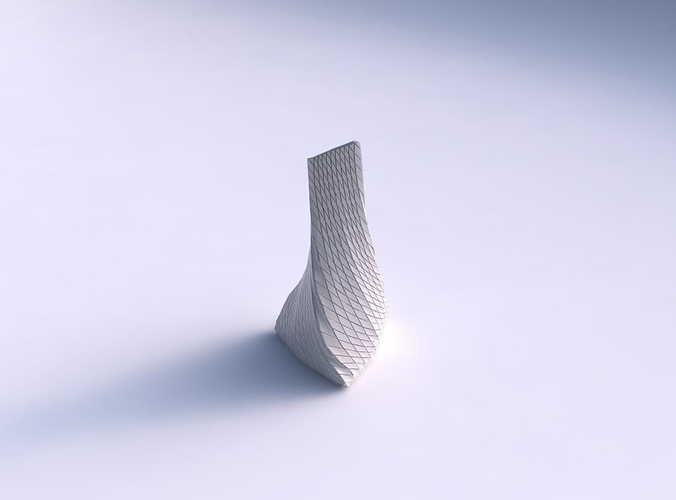 Vase twist grounded tilted triangle with twisted diagonal gri... 3D ...