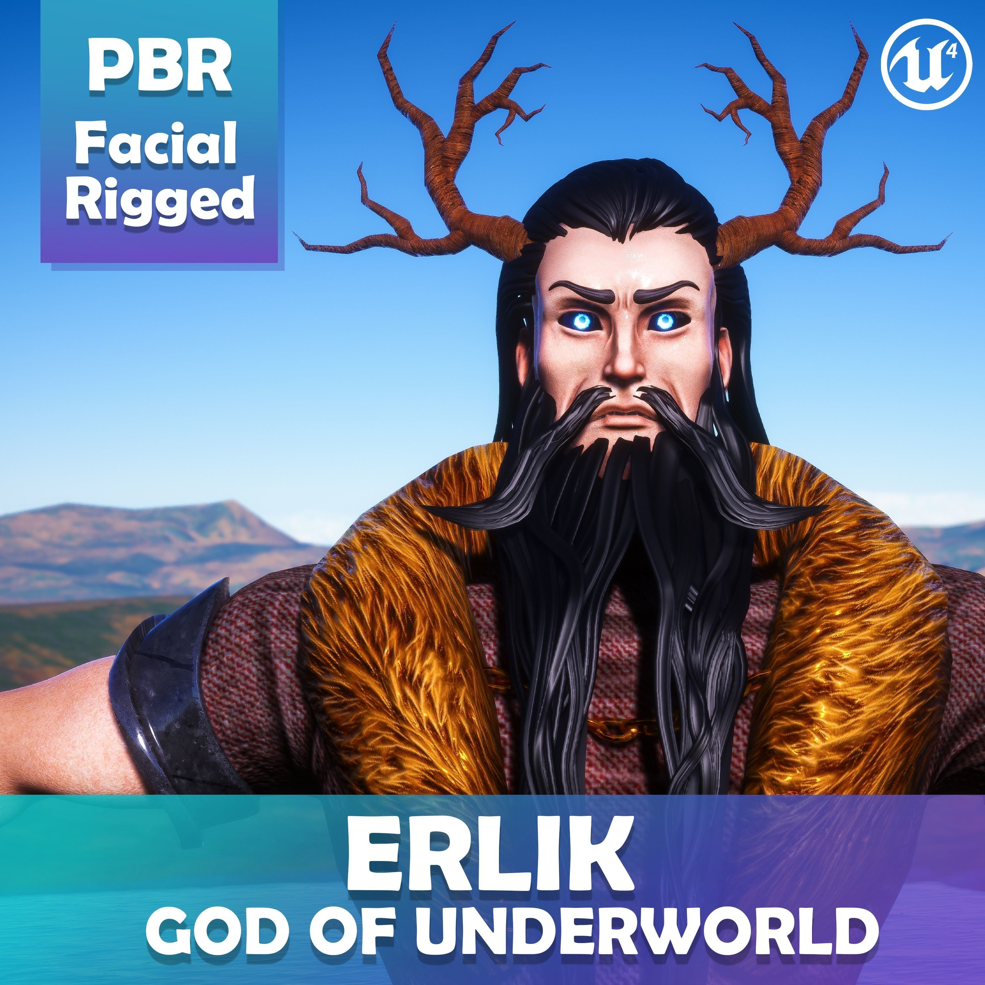 PBR Facial Rigged Fantasy Character - Erlik Khan 3D model rigged | CGTrader