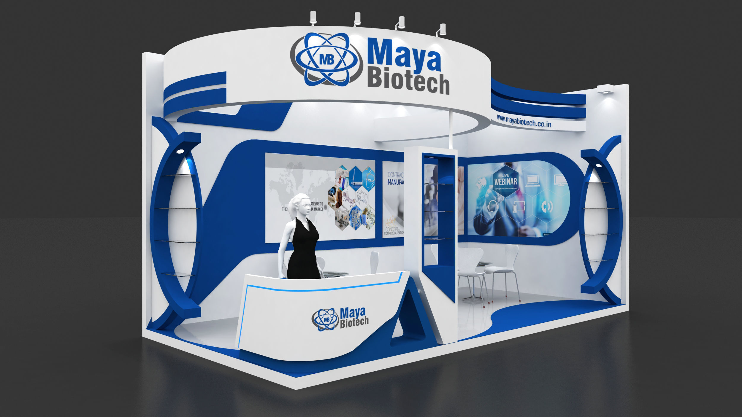 architectural Exhibition stand 3d model 2 sides open stall