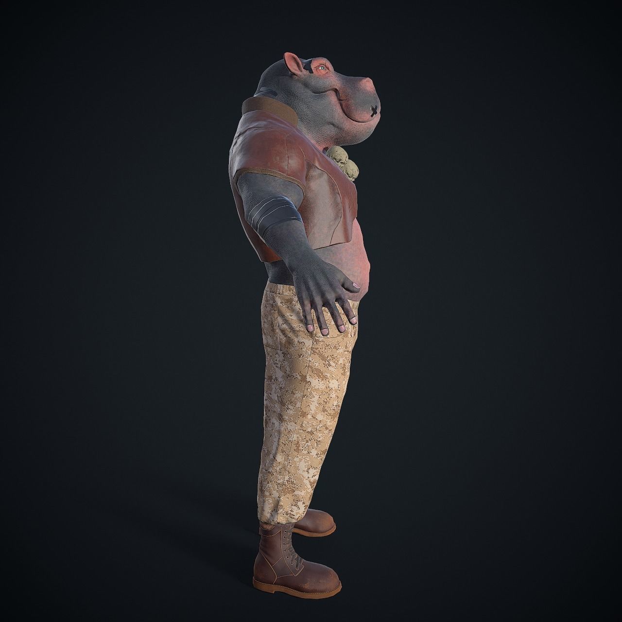3D model Hippo character VR / AR / low-poly rigged animated | CGTrader