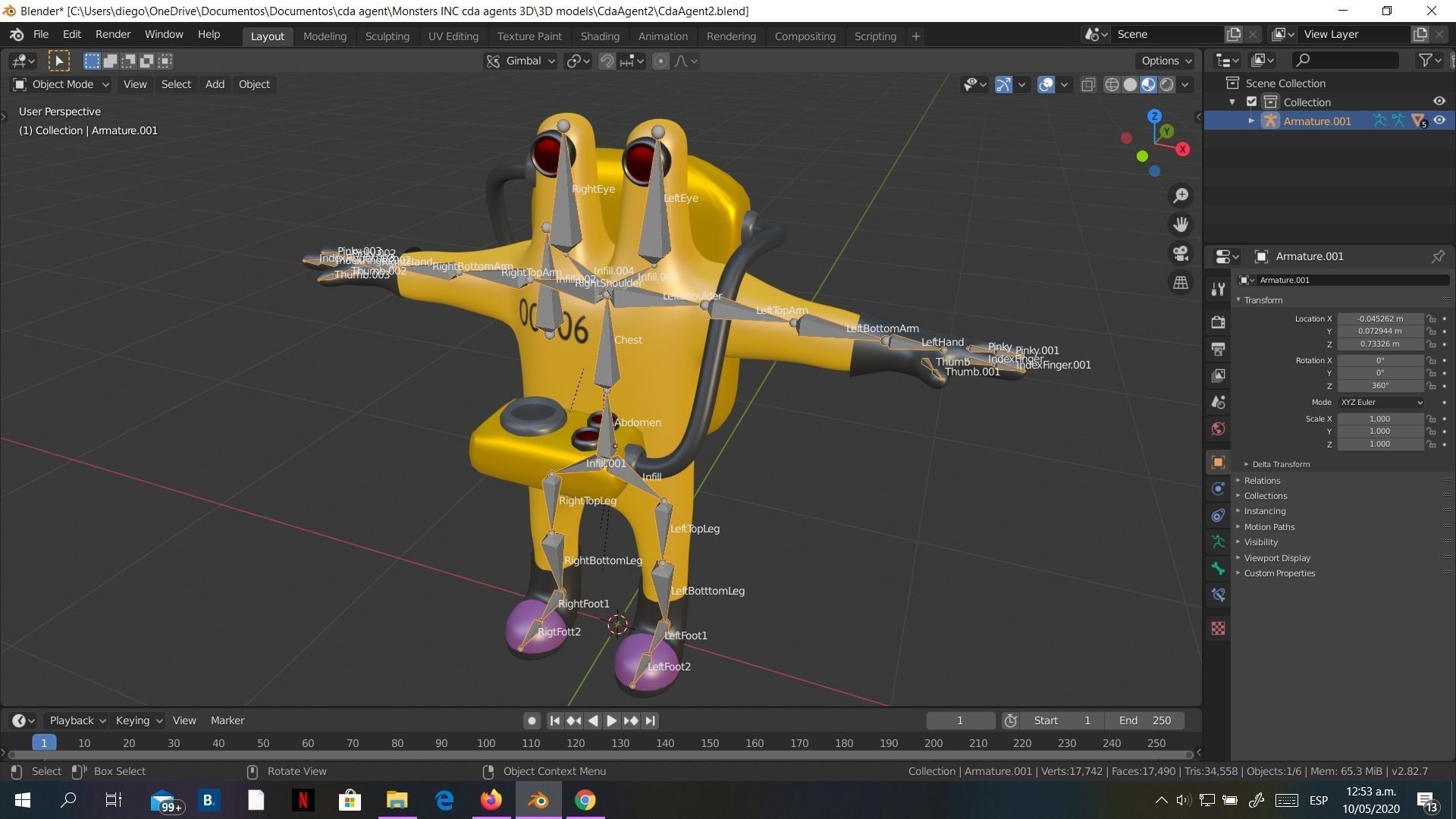 3D model Low-Poly Monsters INC CDA agent alien monster 3D rigged model ...