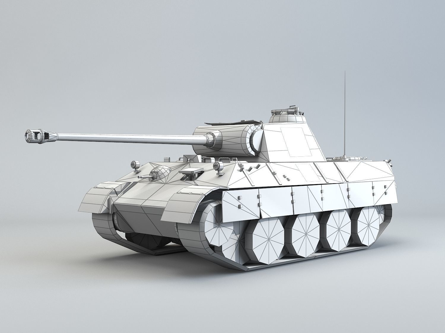 3D model Low Poly Panzer V Panther D medium tank VR / AR / low-poly ...