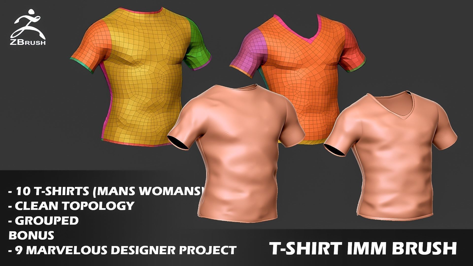 3D model T-Shirts IMM Brush ZBrush VR / AR / low-poly | CGTrader