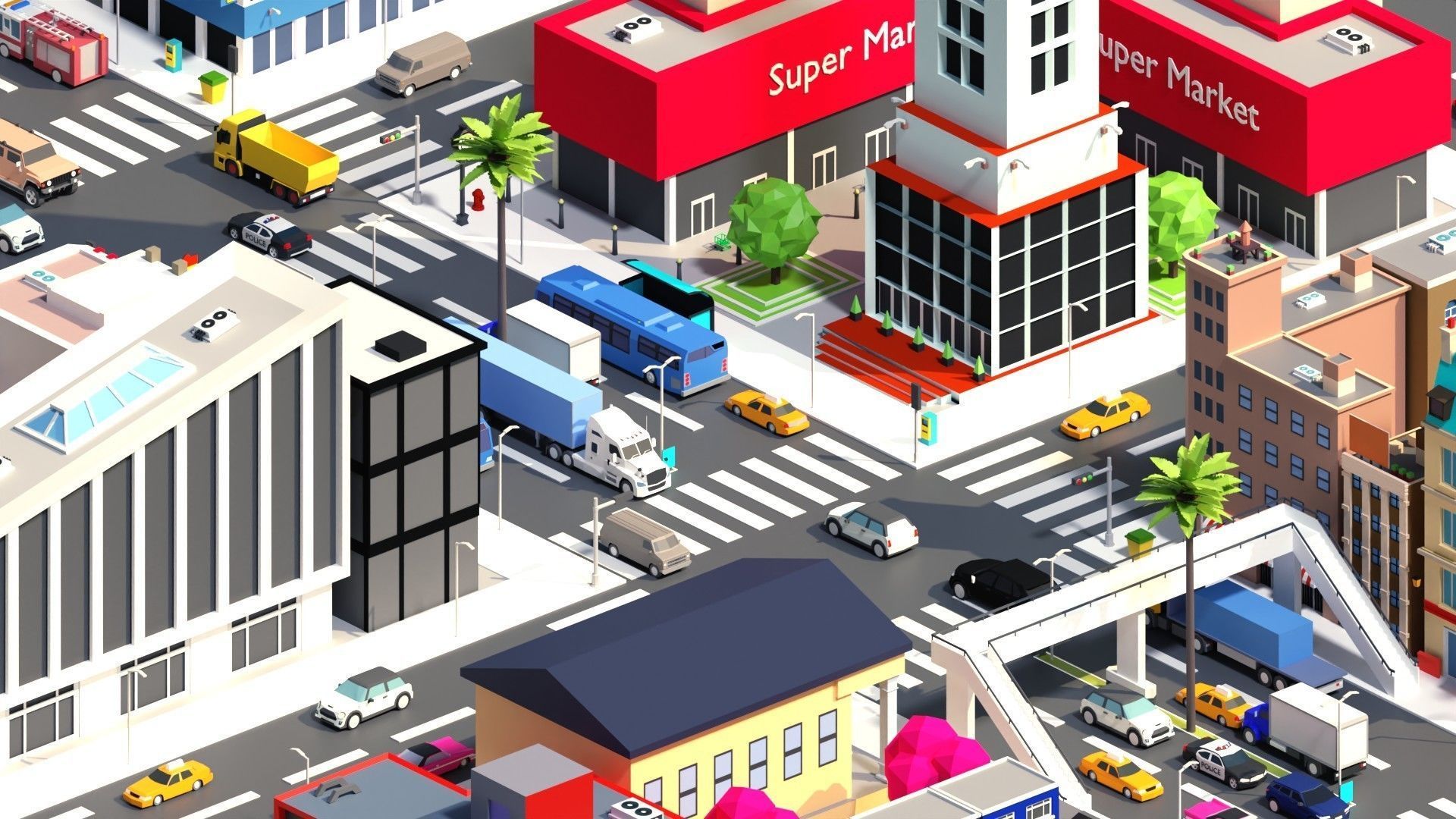 3D model Low Poly City building with windows and balconies VR / AR ...