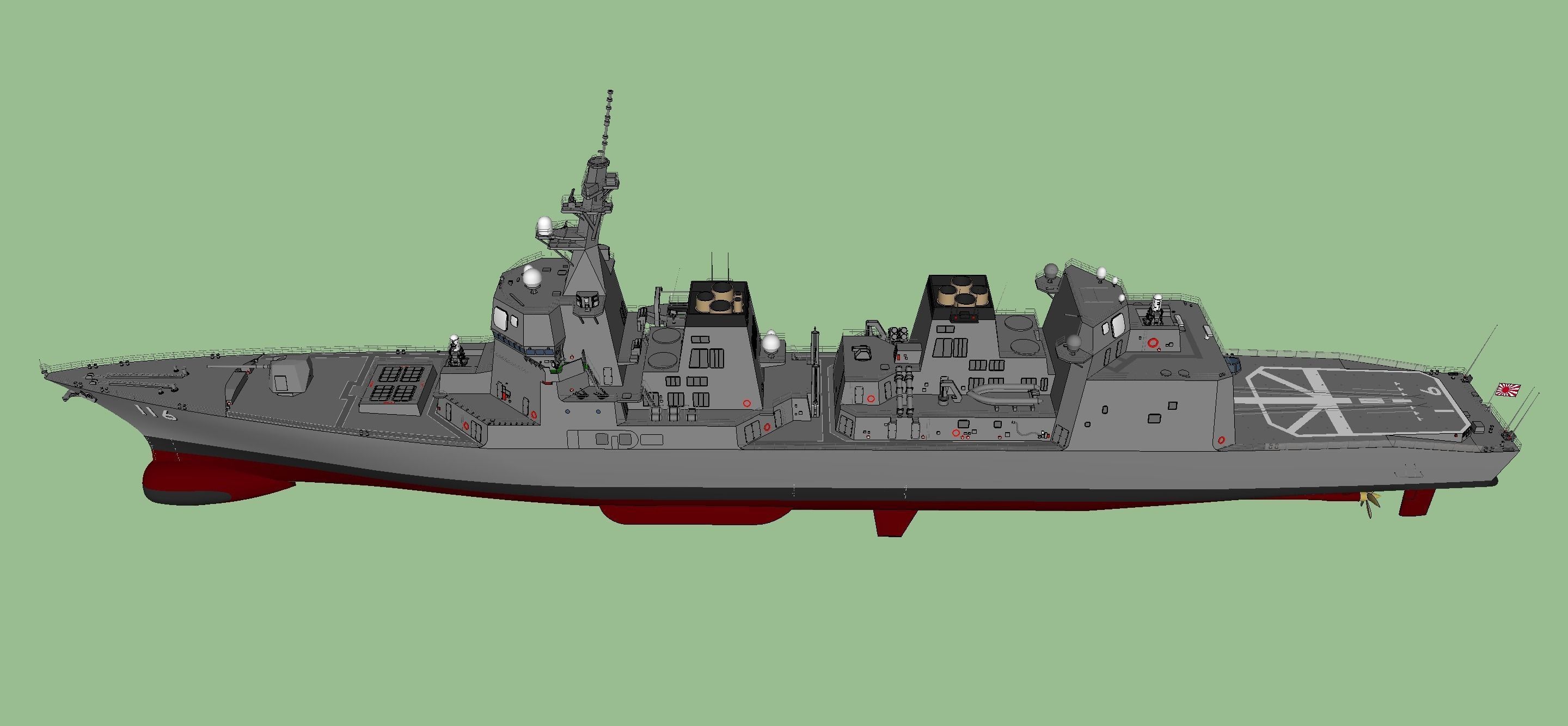 Akizuki Class Destroyer 3D model | CGTrader