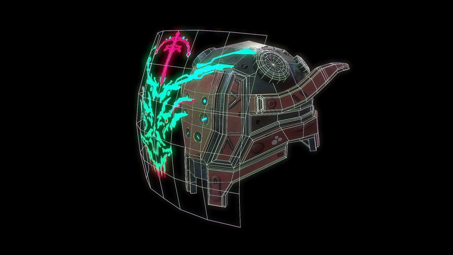 3D model Low poly sci fi helmet with holographic mask VR / AR / low ...