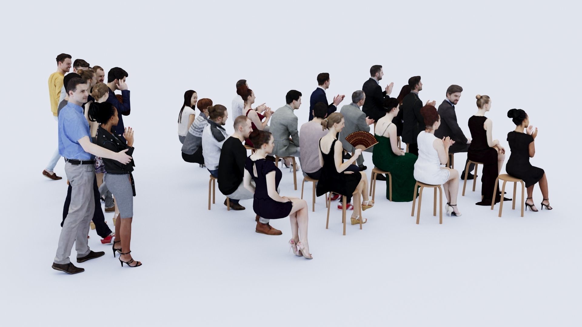 3D model 30x MAN WOMAN SITTING MAN ELEGANT CASUAL PEOPLE CASUAL CROWDS ...