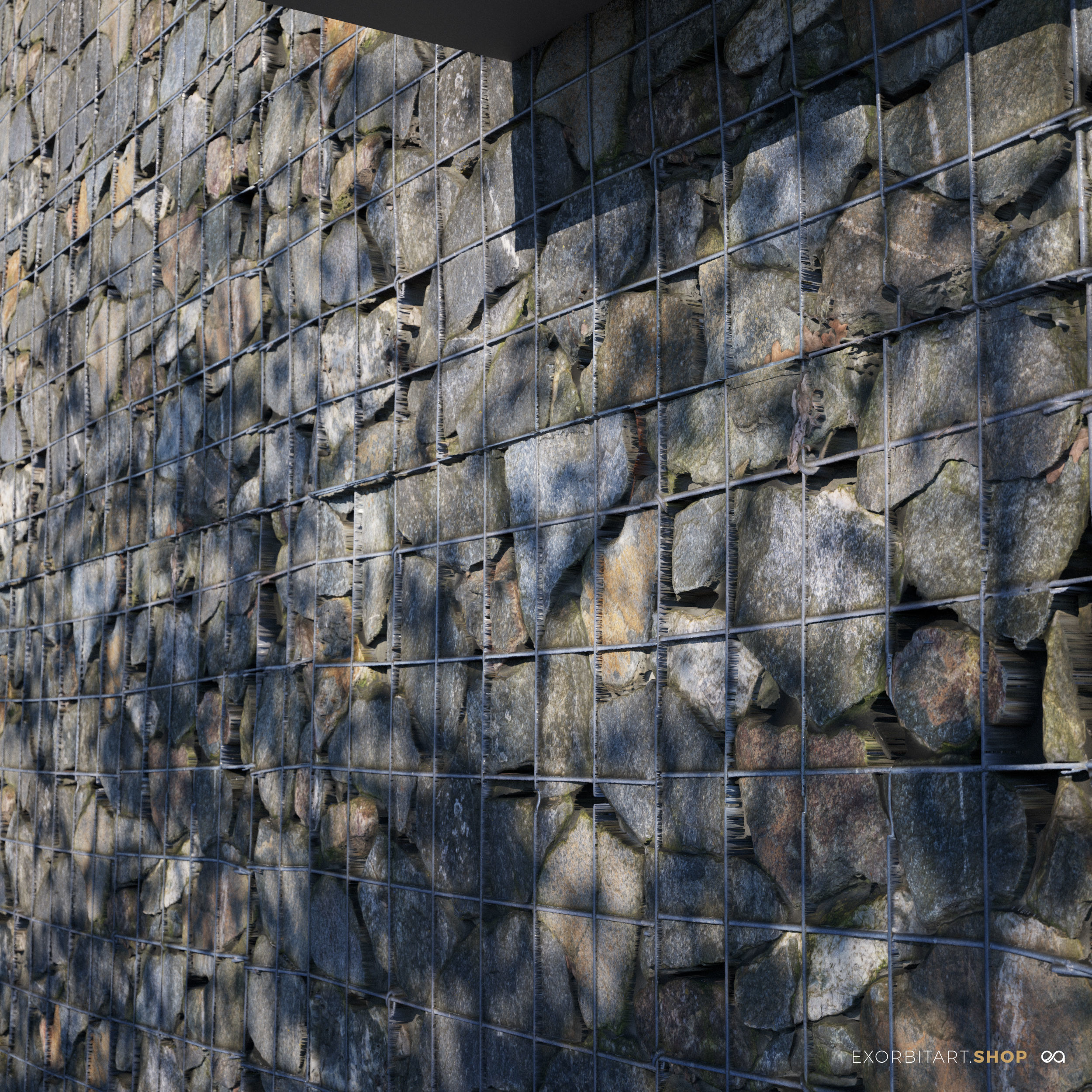Seamless PBR Scanned Gabion Stone Wall 1x1m Texture Texture | CGTrader