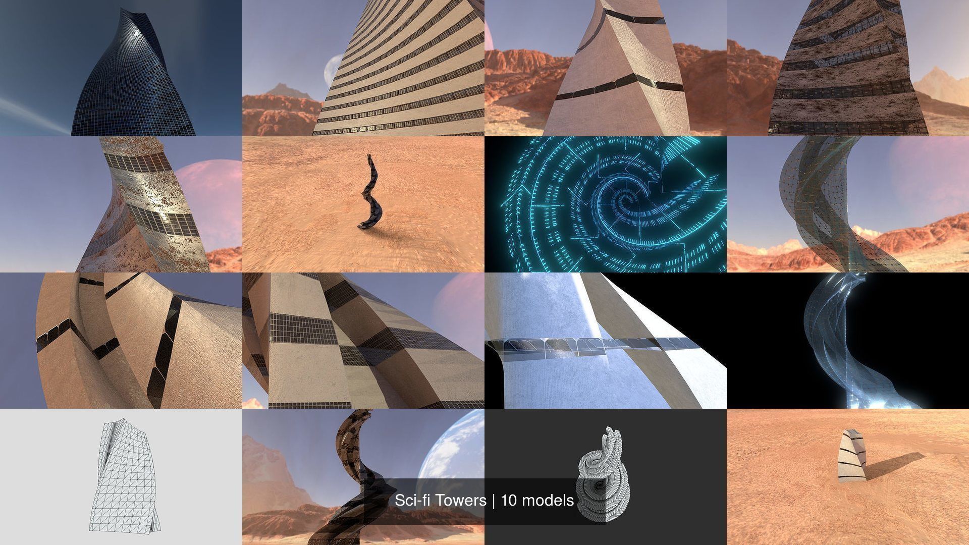 3D PBR Sci-fi Towers | CGTrader