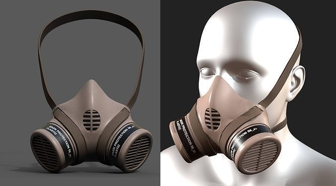 3D model Gas mask respirator military combat soldier armor VR / AR ...
