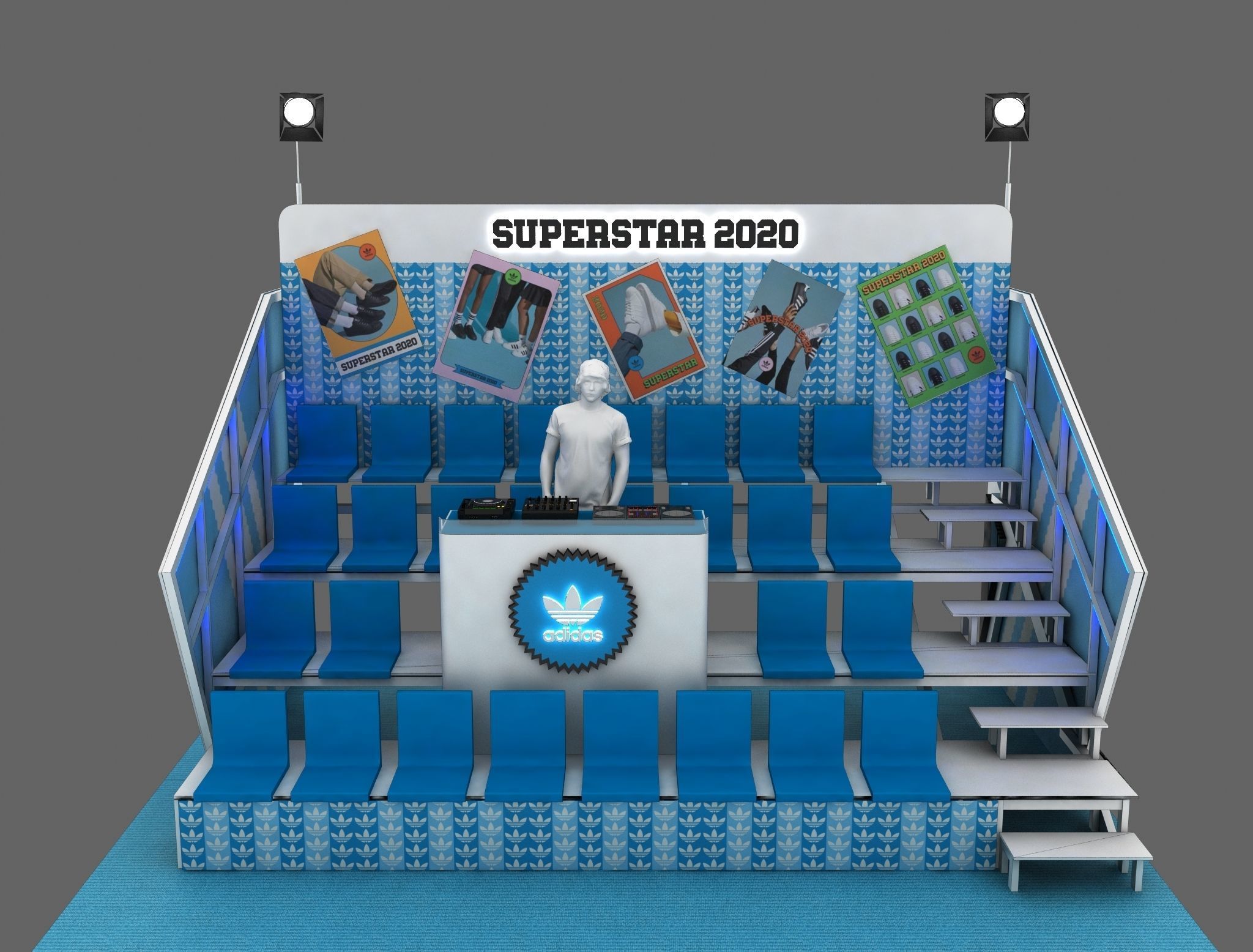 Adidas DJ desk-audience tribune 3D model | CGTrader