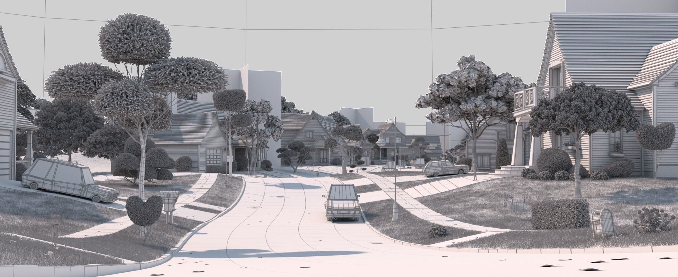 Cartoon Town Home Exterior Scene 3D model | CGTrader