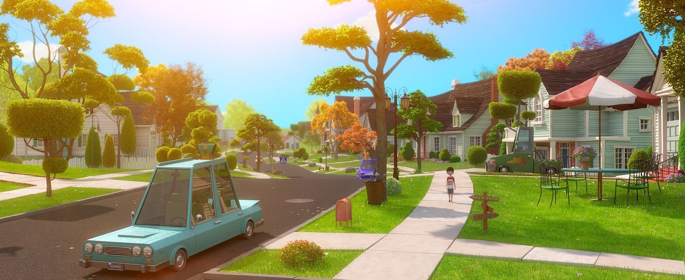 Cartoon Town Home Exterior Scene 3D model | CGTrader