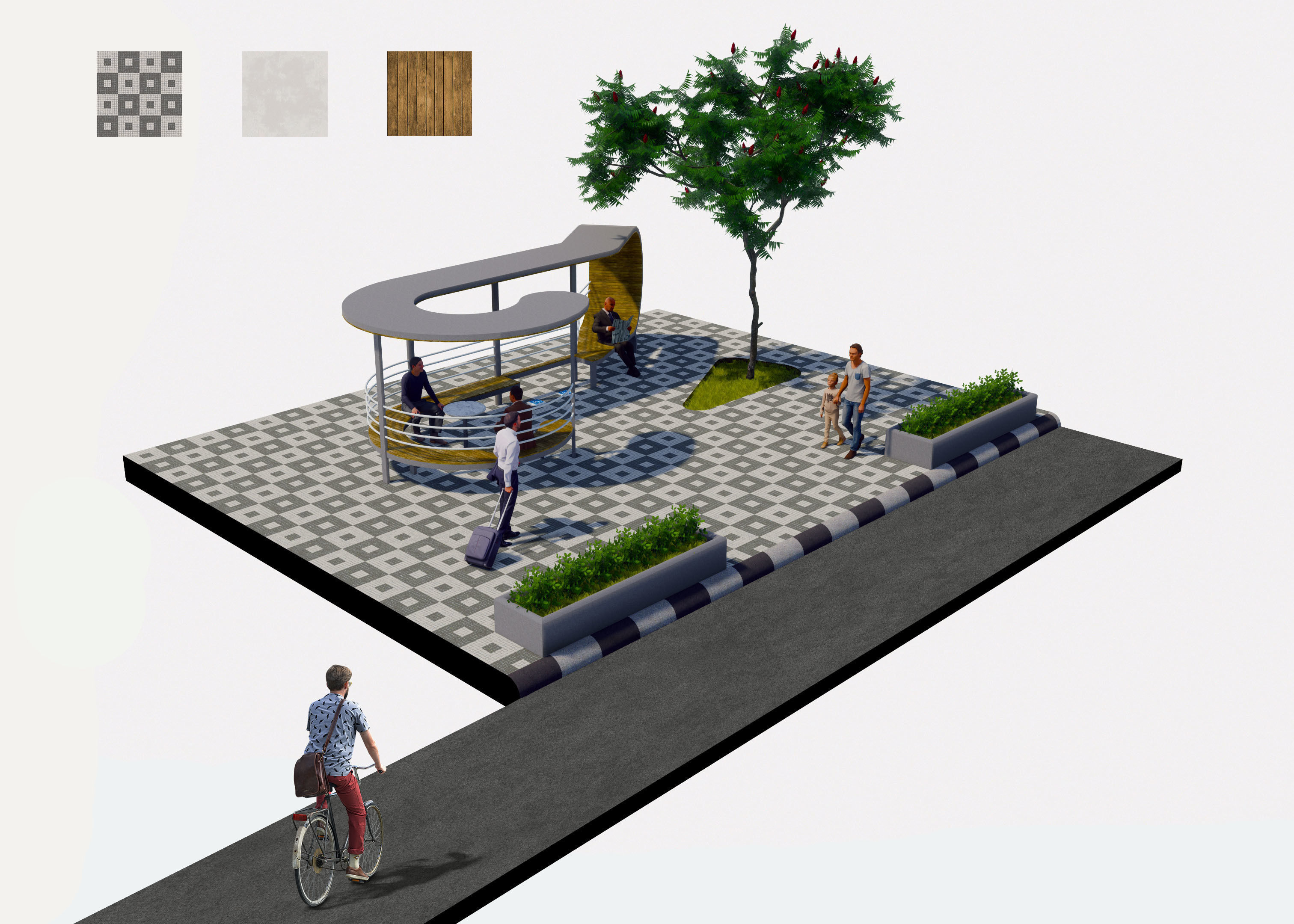 rest area design 3D model animated | CGTrader