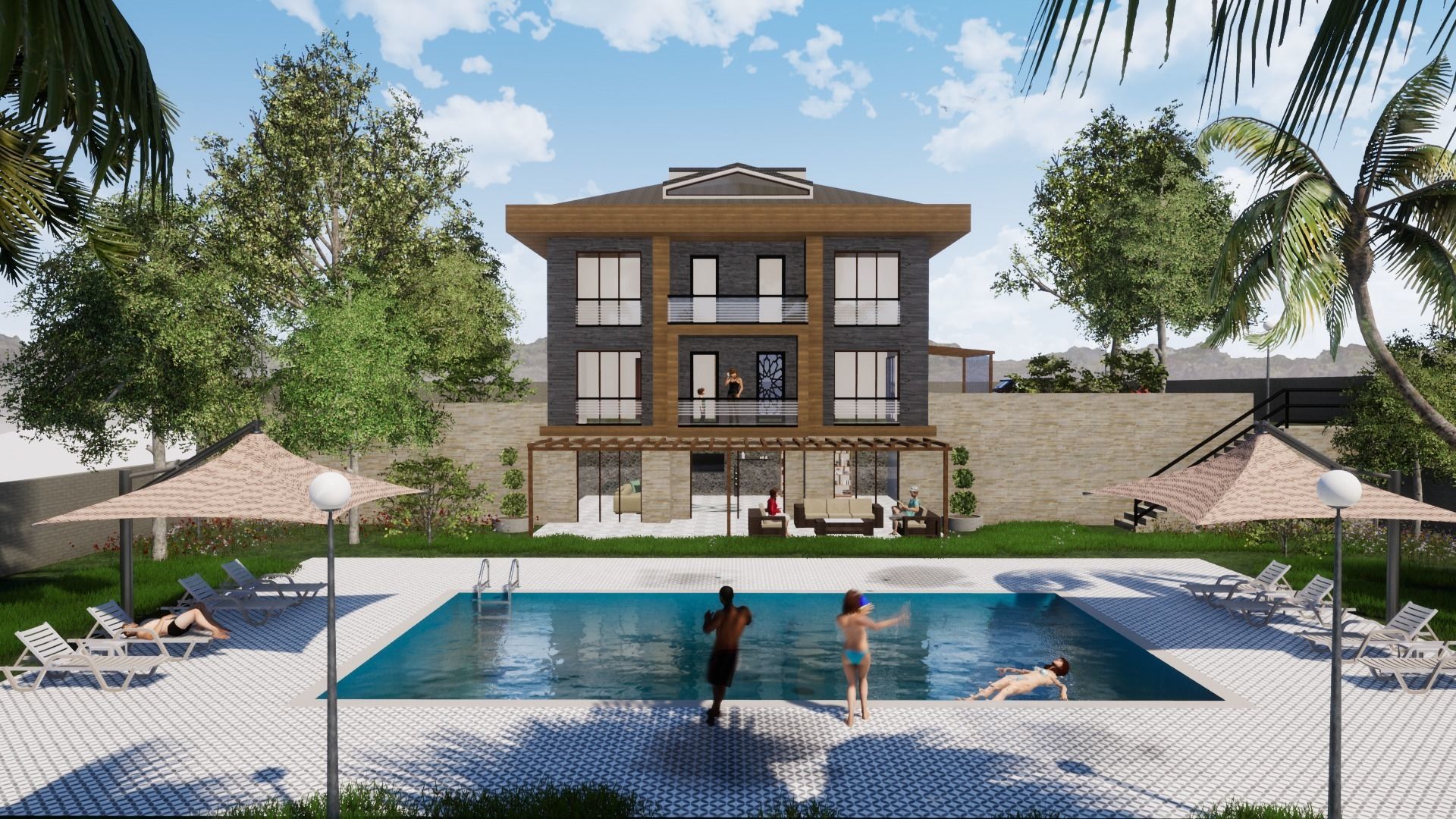 TRIPLEX HOUSE free VR / AR / low-poly 3D model | CGTrader