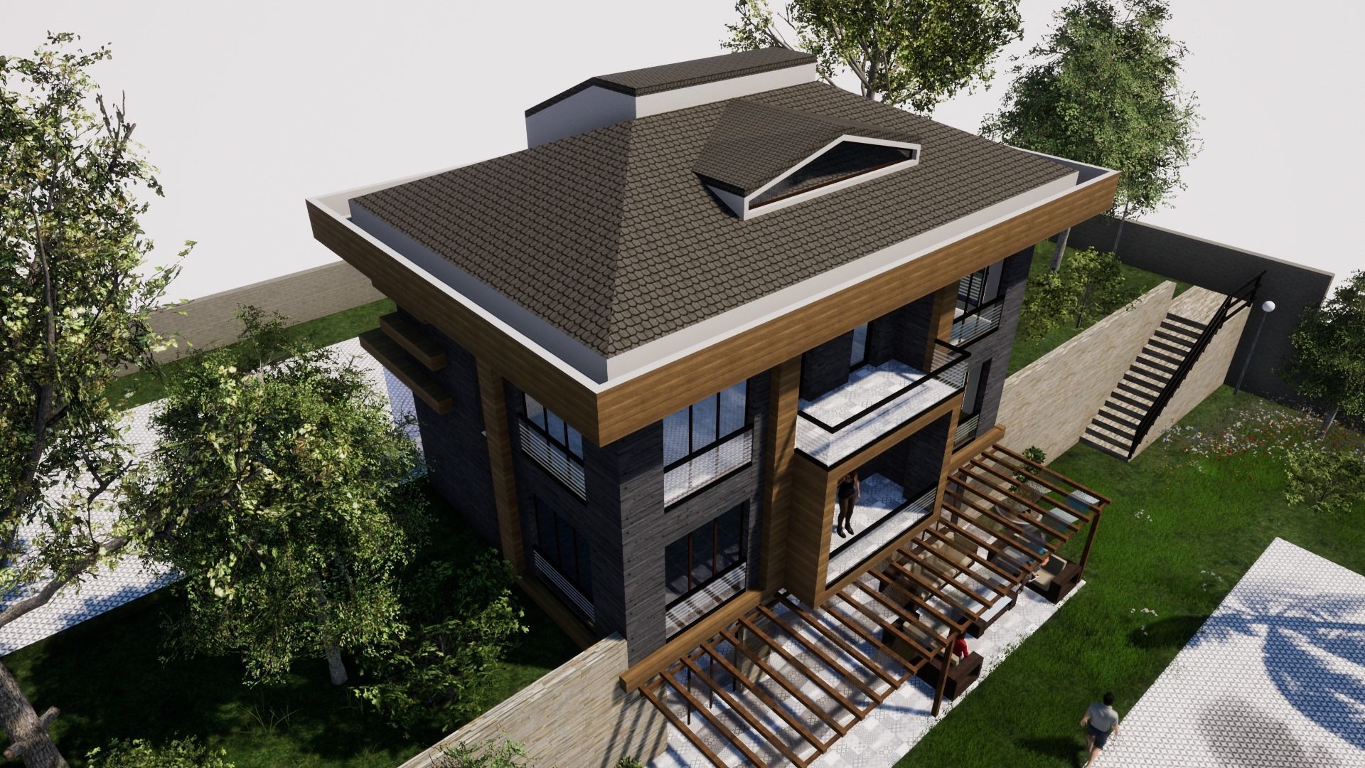 TRIPLEX HOUSE free VR / AR / low-poly 3D model | CGTrader