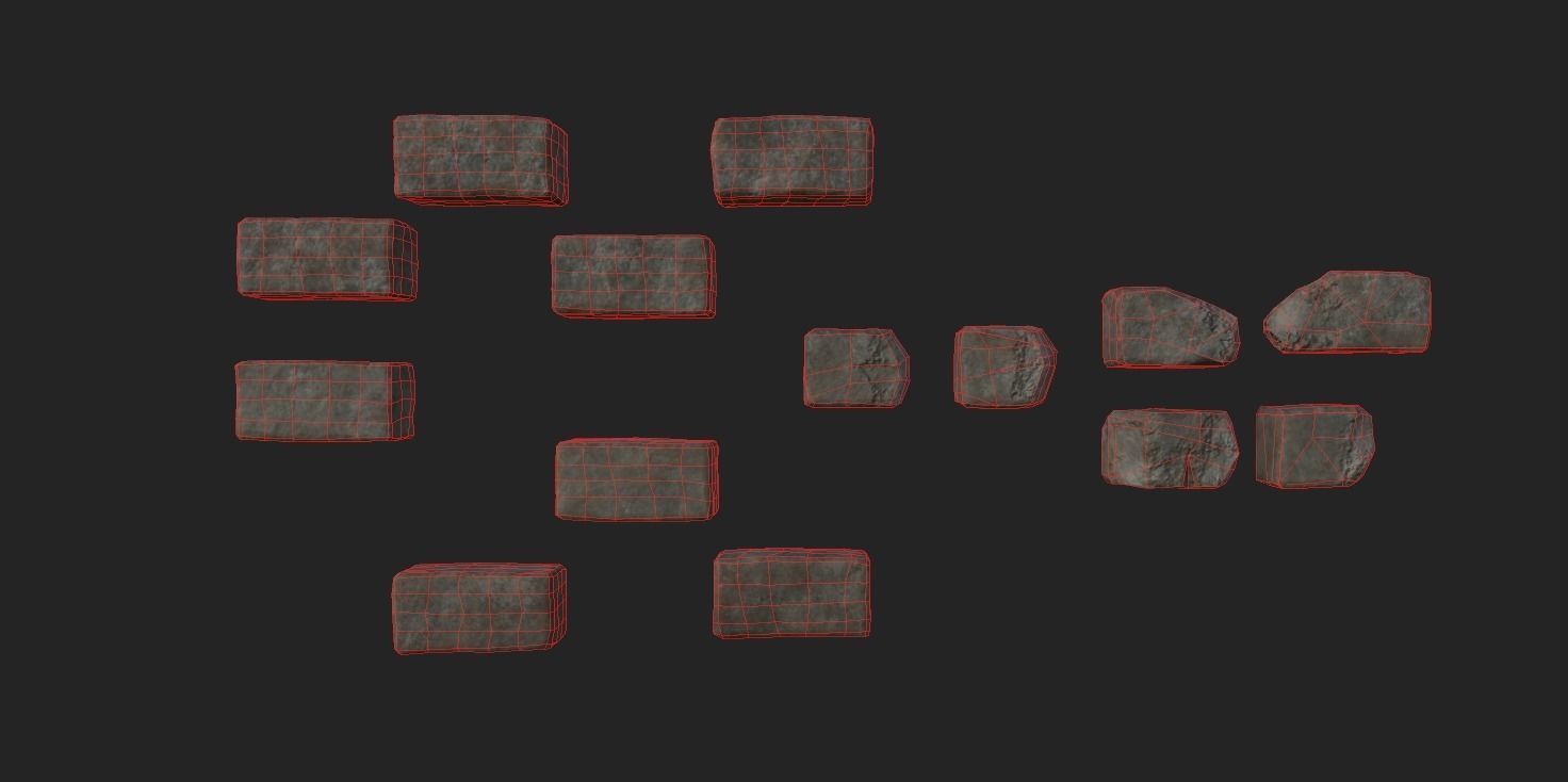3D model PBR Stone bricks low poly VR / AR / low-poly | CGTrader