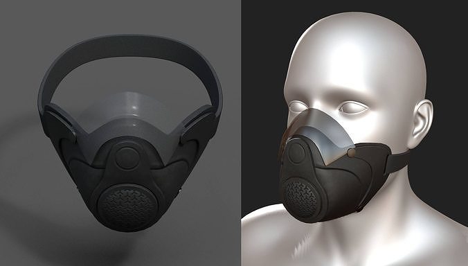 3D model Gas mask protection futuristic technology fantasy VR / AR ...