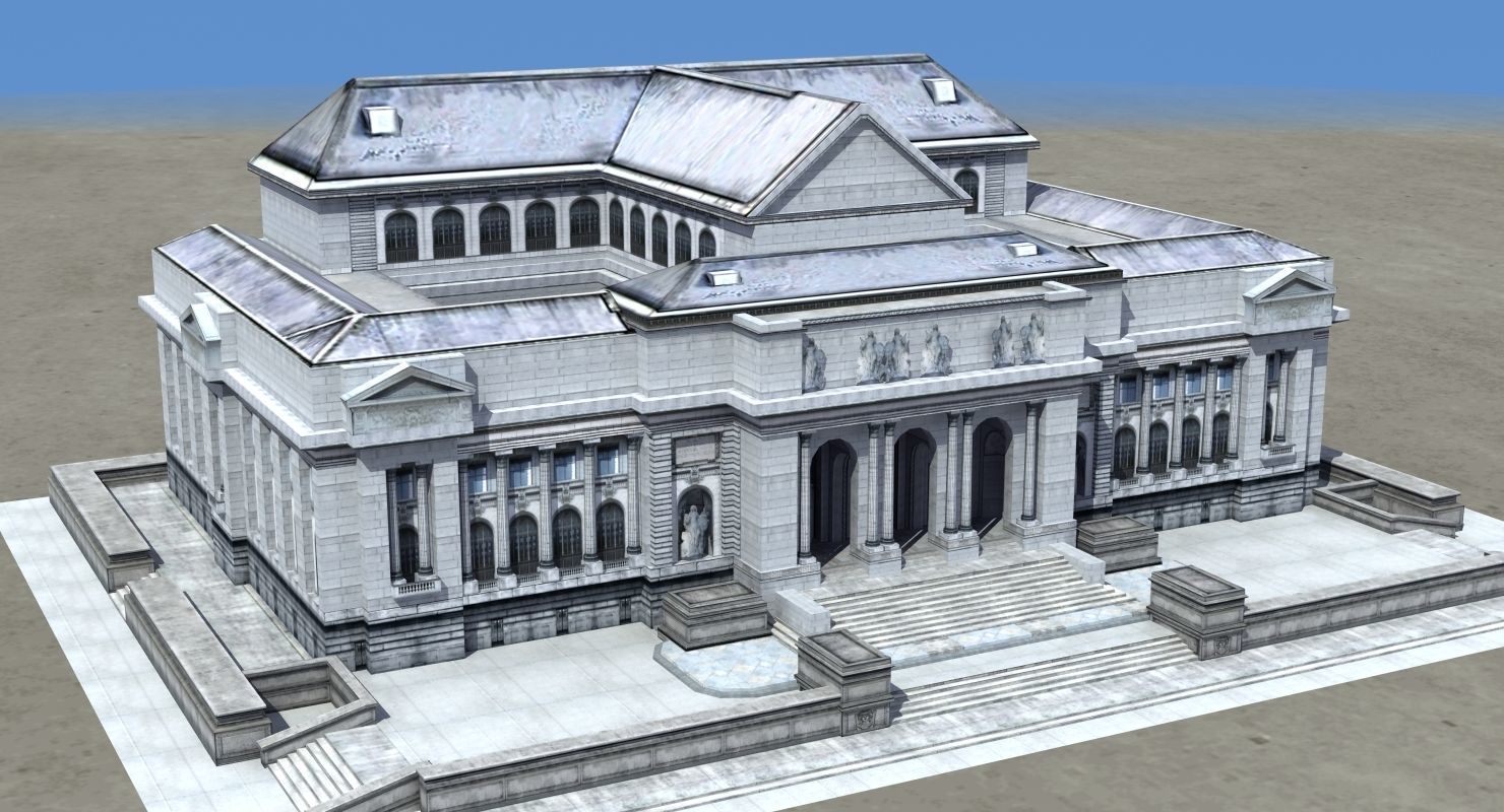 3D model Classic Civic Building - NY Library VR / AR / low-poly | CGTrader