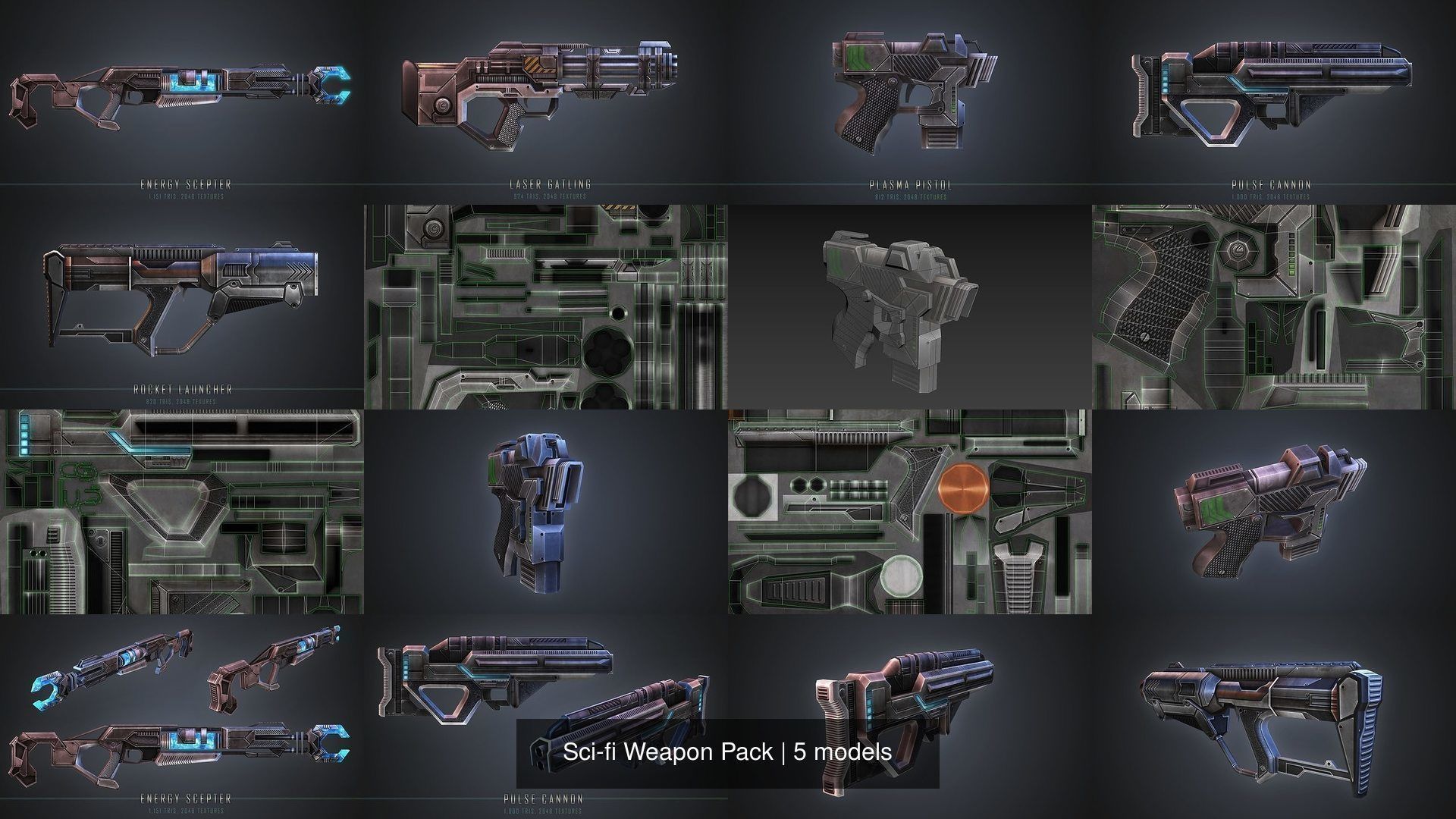 3D Model Collection Sci-fi Weapon Pack VR / AR / low-poly | CGTrader
