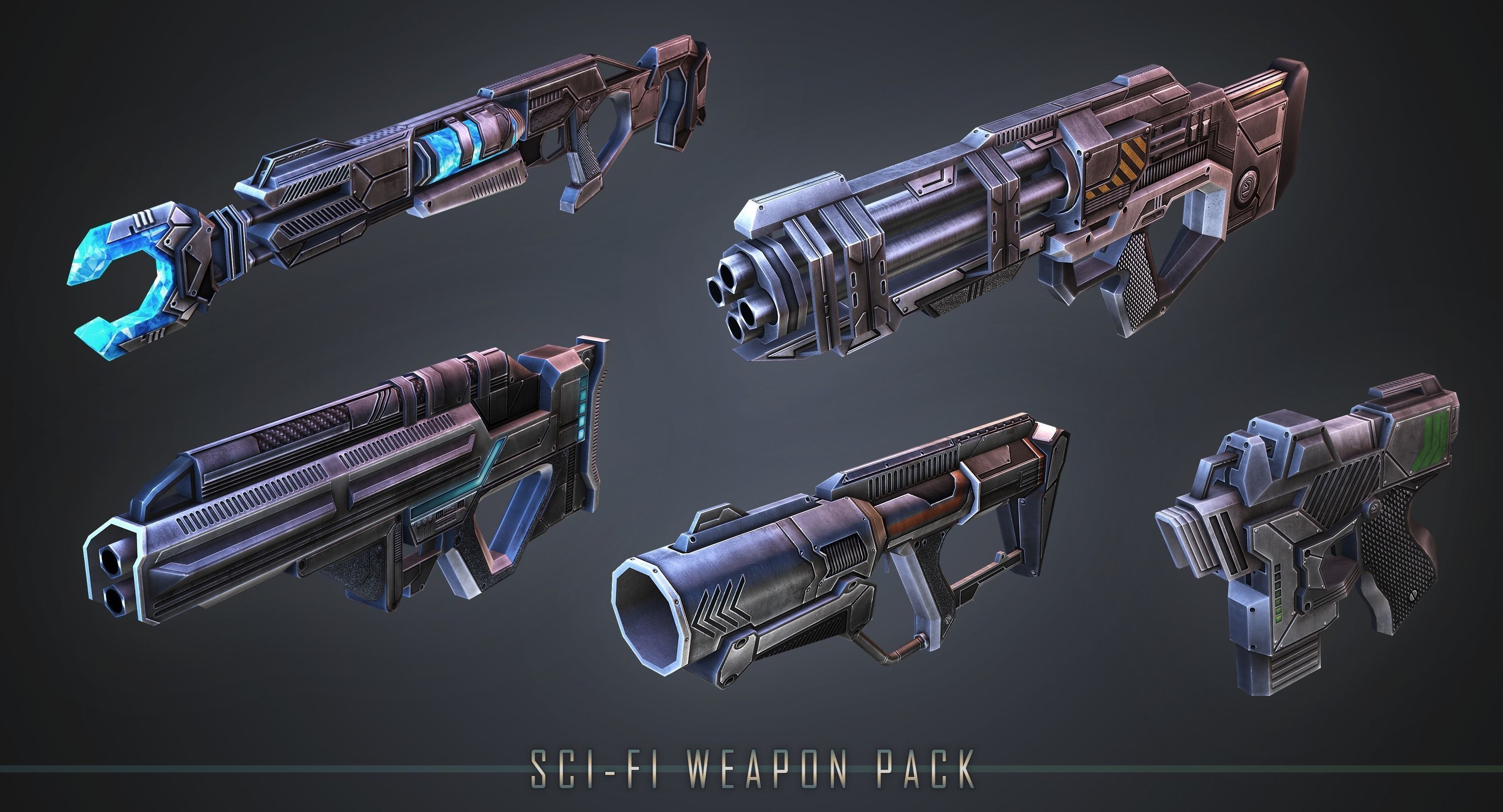 3D Model Collection Sci-fi Weapon Pack VR / AR / low-poly | CGTrader