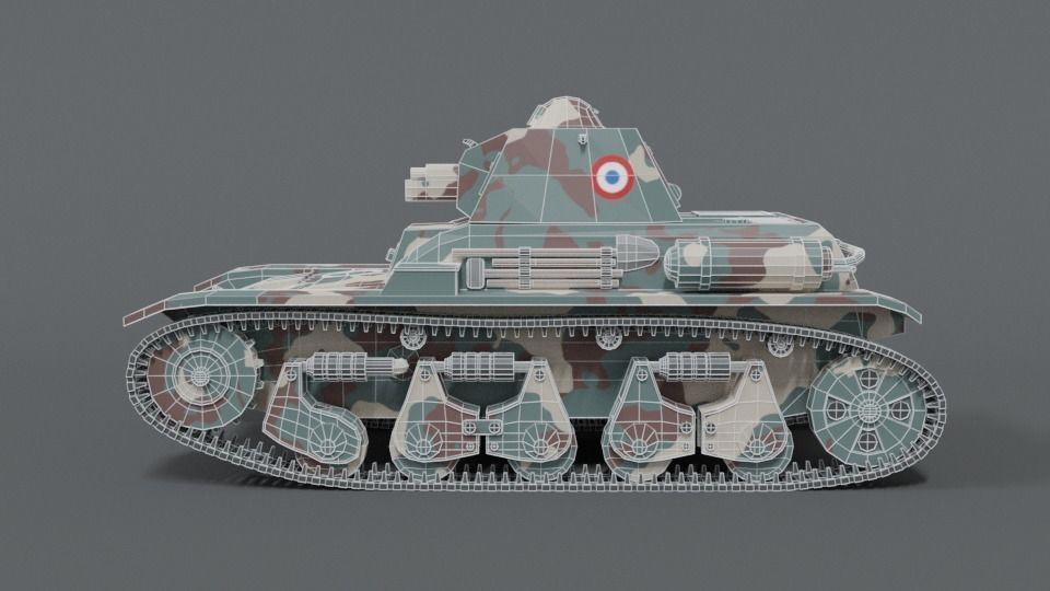 3D model Low Poly Cartoon Renault R35 Tank VR / AR / low-poly | CGTrader