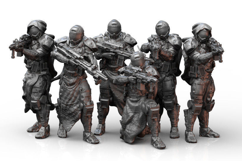Scifi Infantry Squad 3D model 3D printable | CGTrader