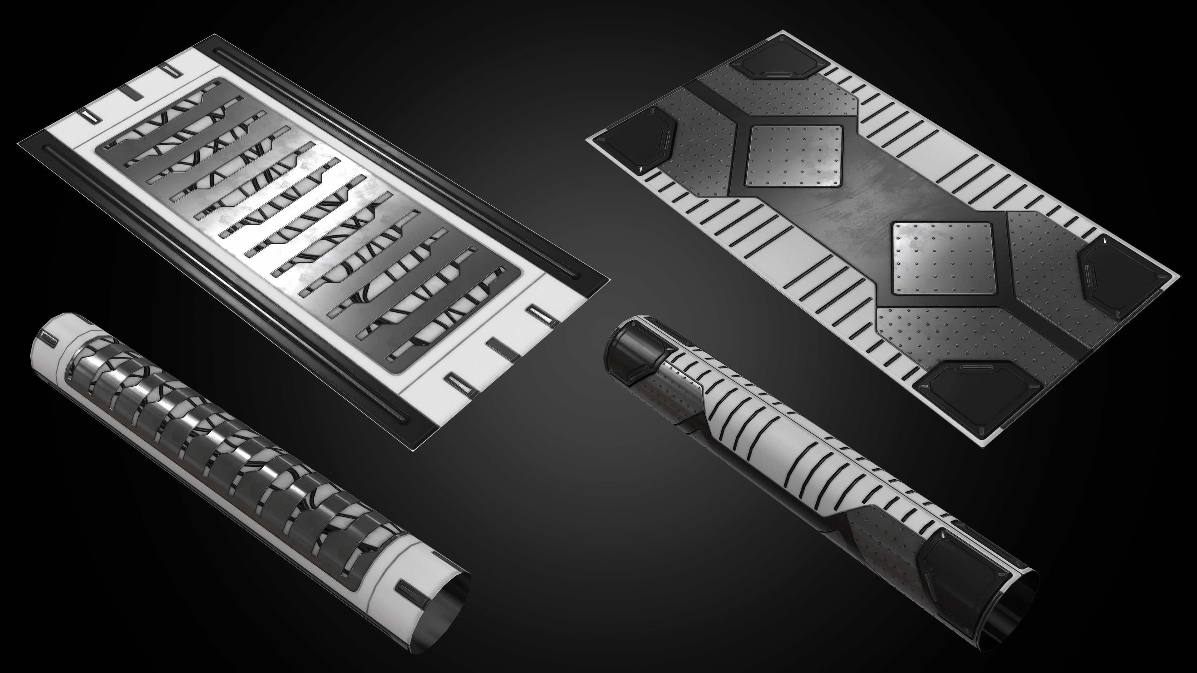 3D model Sci-Fi Panels Low Poly VR / AR / low-poly | CGTrader