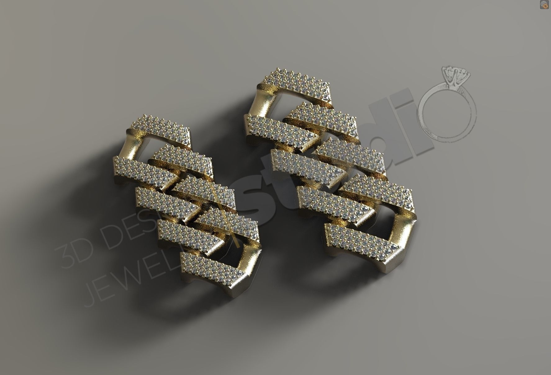 Cuban chainlink 3d model with and without stones 3D model 3D printable ...