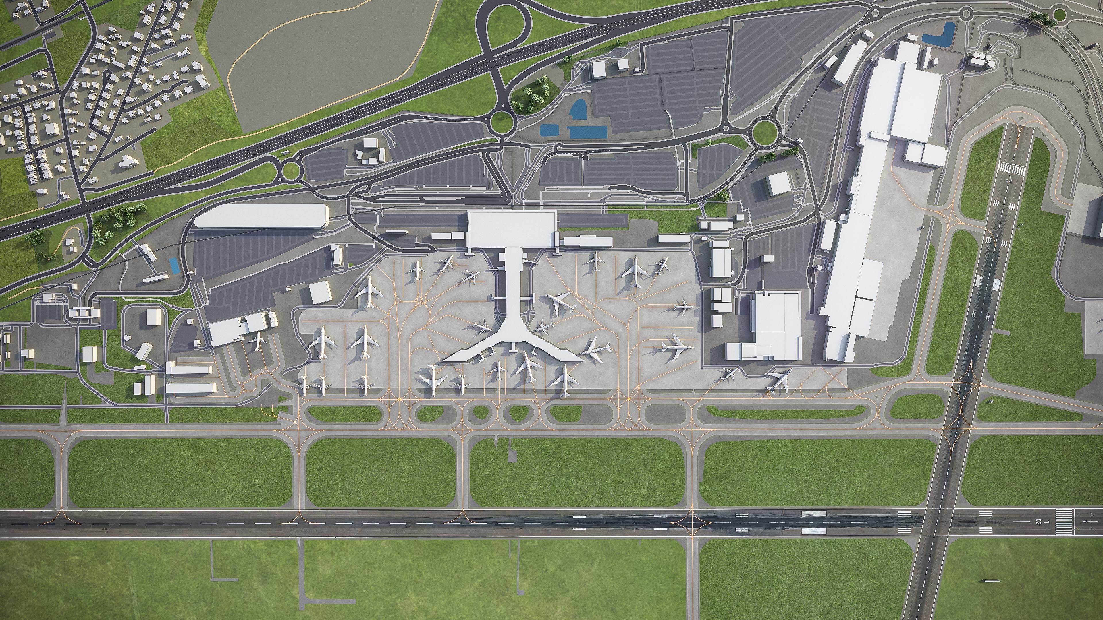 3D model EuroAirport Basel - Mulhouse - Freiburg VR / AR / low-poly ...