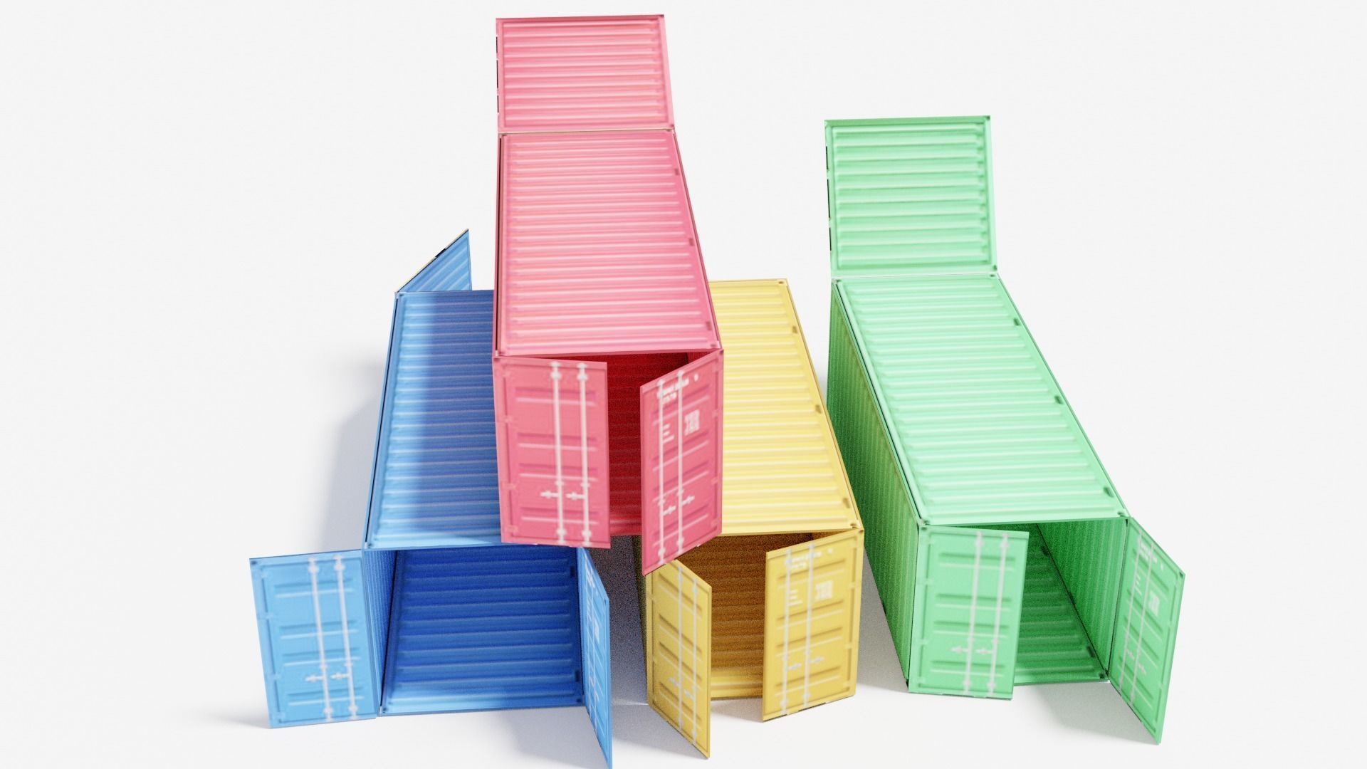 3D model Super Low Poly Shipping Container with doors - PUBG Container ...