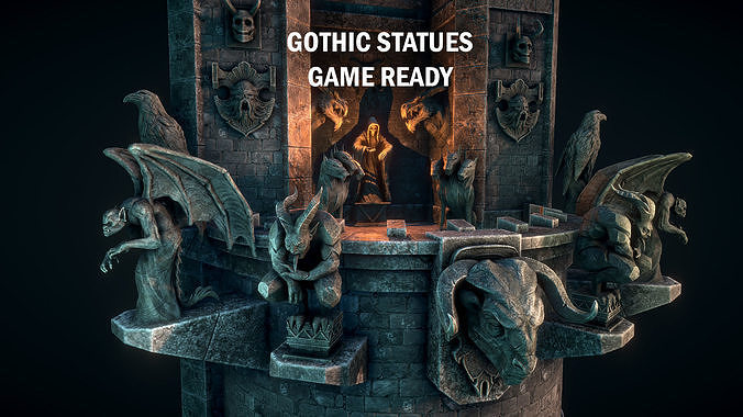 3D model Gothic statues VR / AR / low-poly | CGTrader
