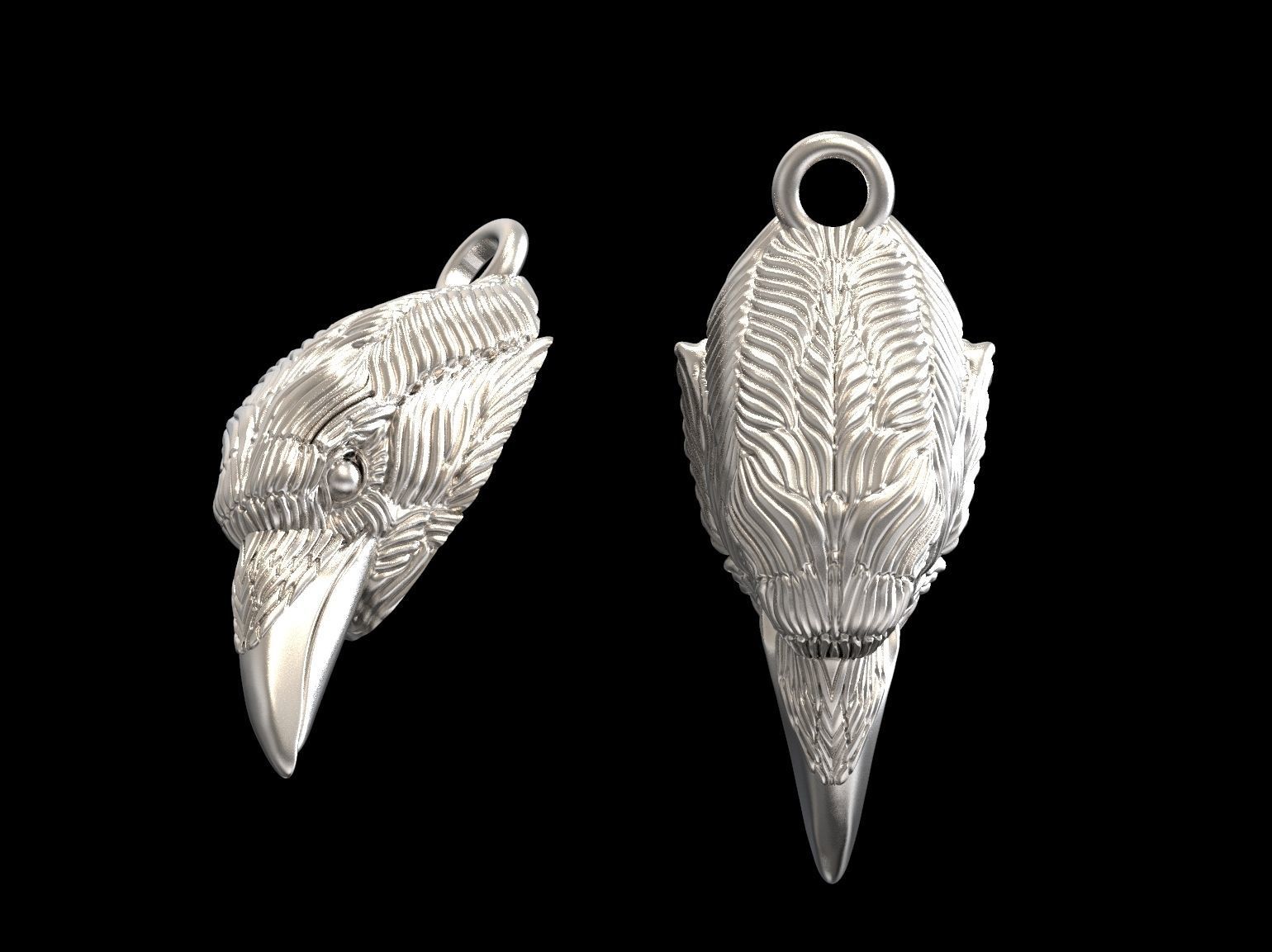 Raven head necklace 3D model 3D printable | CGTrader