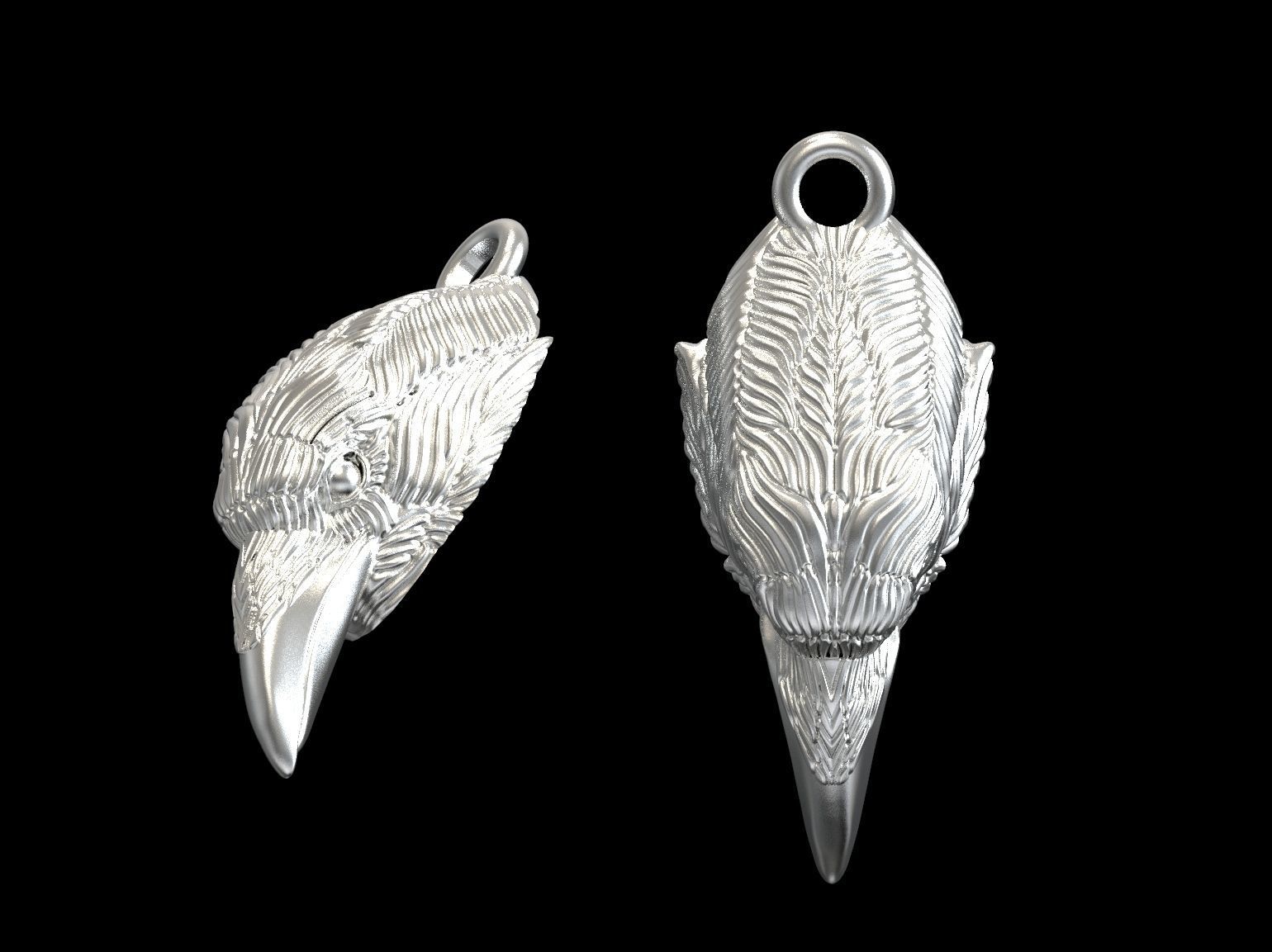 Raven head necklace 3D model 3D printable | CGTrader