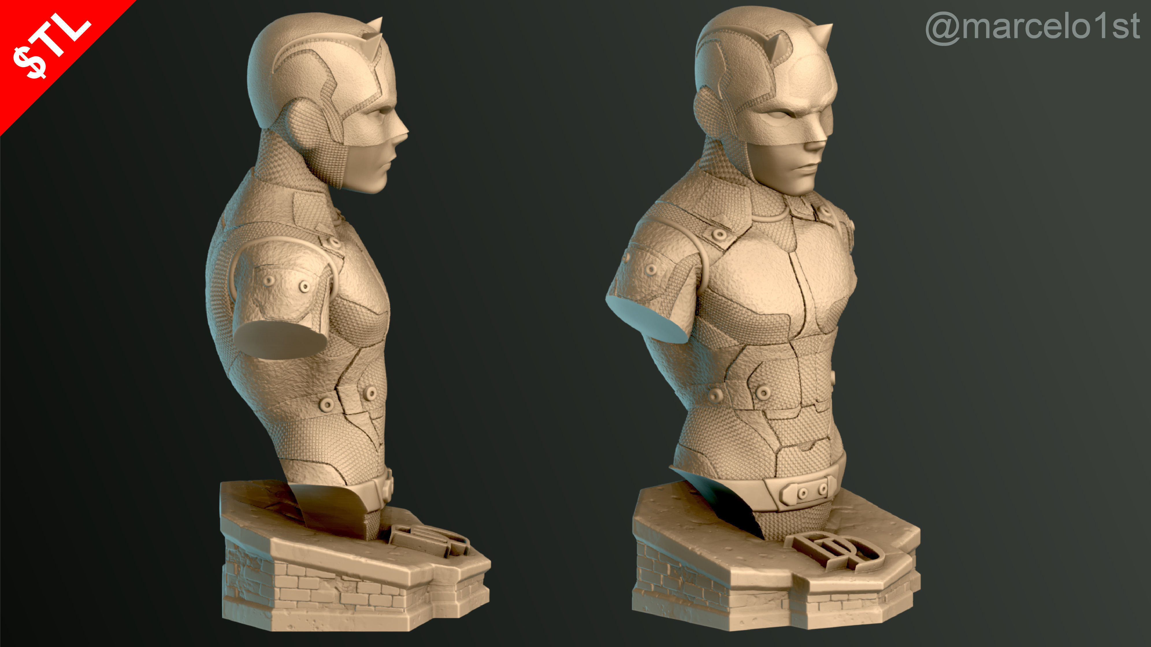 Daredevil Armor Bust 3D model 3D printable | CGTrader