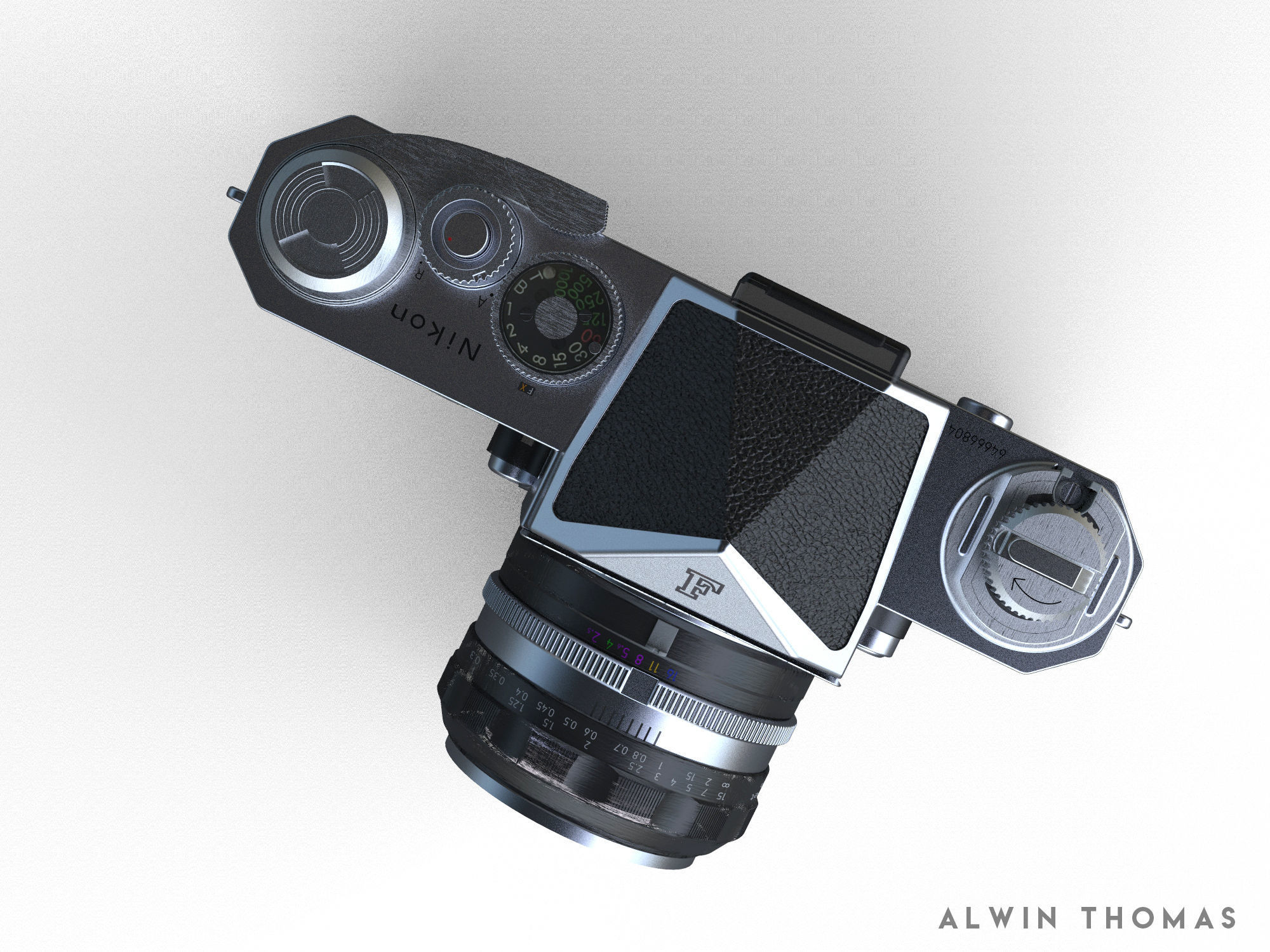 NIKON F camera on wooden table 3D model | CGTrader