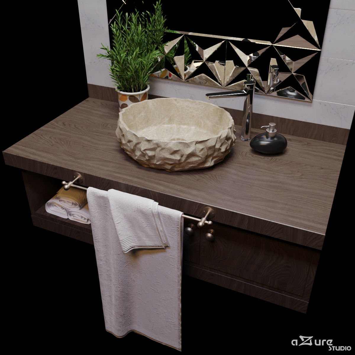 azure wash basin 02 3D model | CGTrader