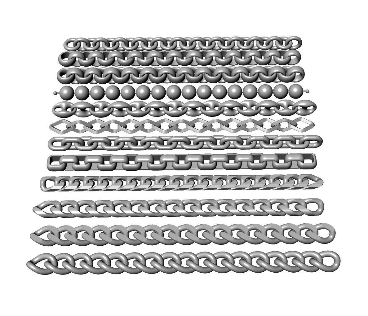 set 1 of simple chains 3D model 3D printable | CGTrader