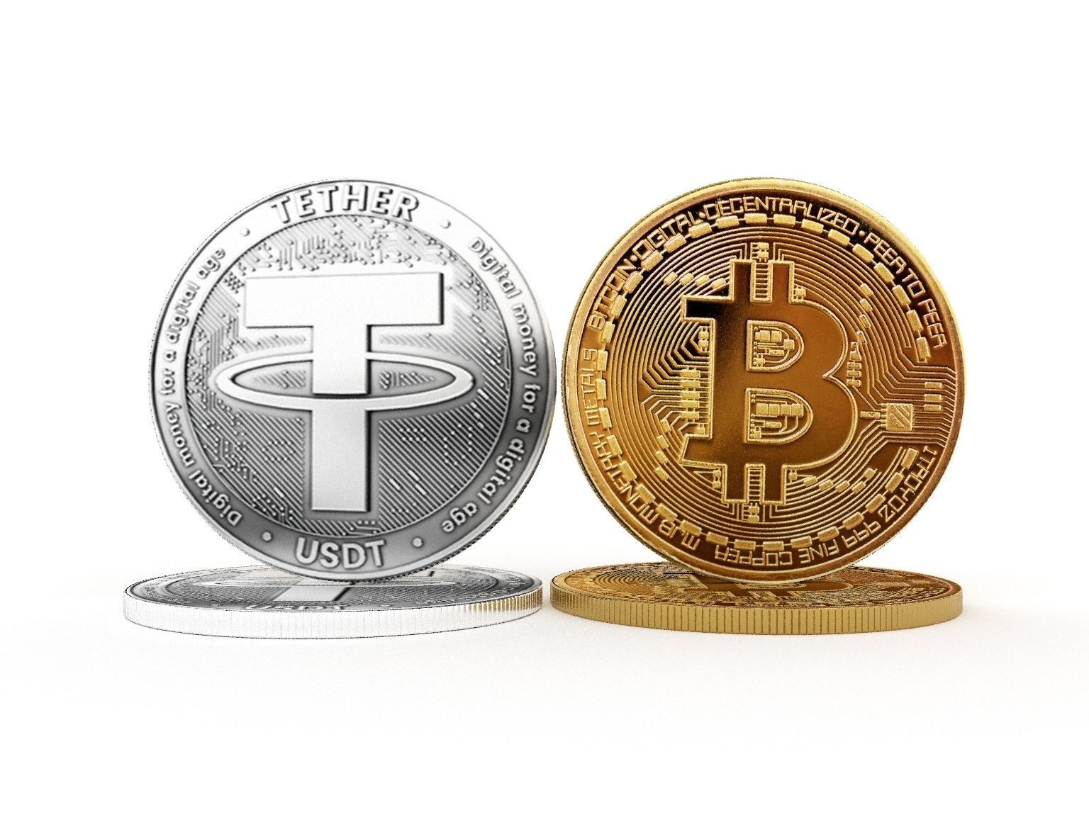 Bitcoin and Tether 3D model | CGTrader