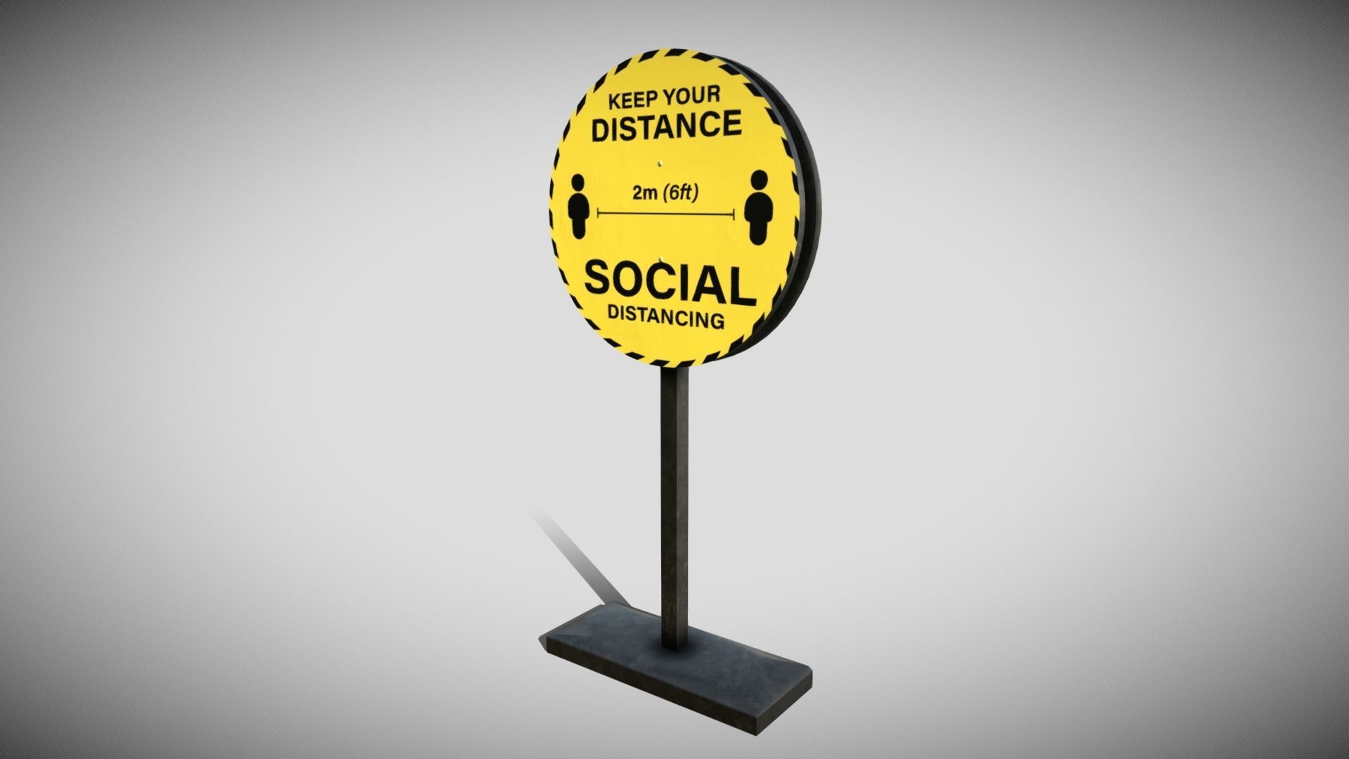 3D model Social Distancing Signage VR / AR / low-poly | CGTrader