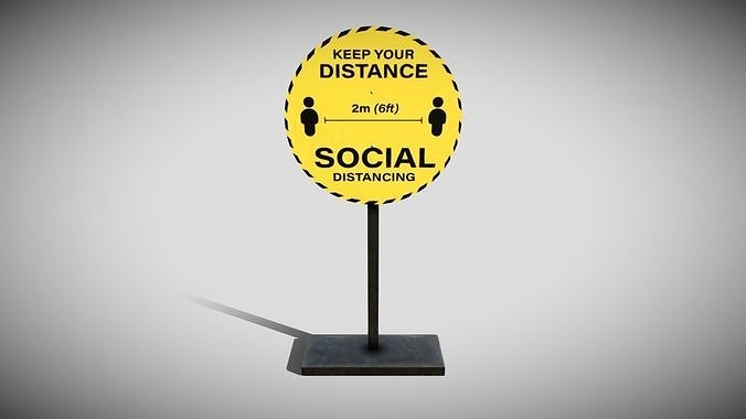 3D model Social Distancing Signage VR / AR / low-poly | CGTrader