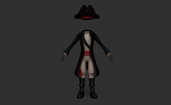 3D model Pirate Costume - Character Outfit Skin VR / AR / low-poly ...